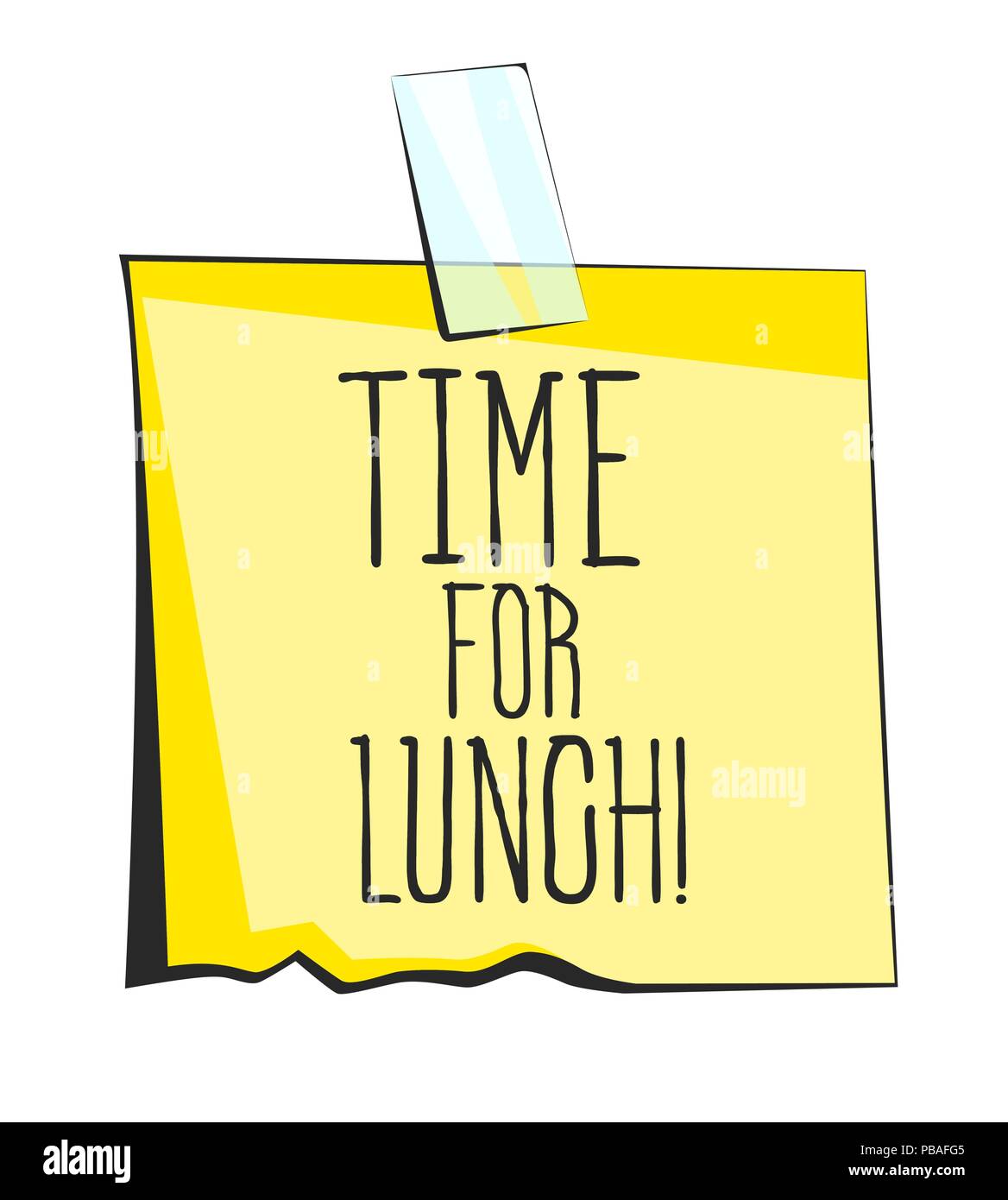 Time for lunch paper sticky note. Retro reminder sticker Stock Vector ...