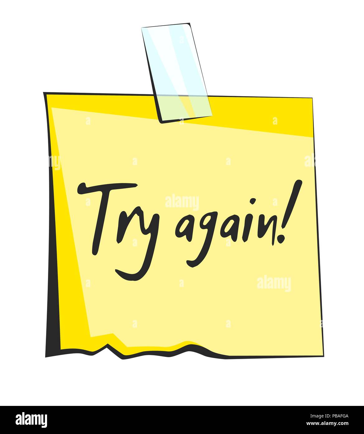 Try again paper sticky note. Retro reminder sticker Stock Vector Image ...
