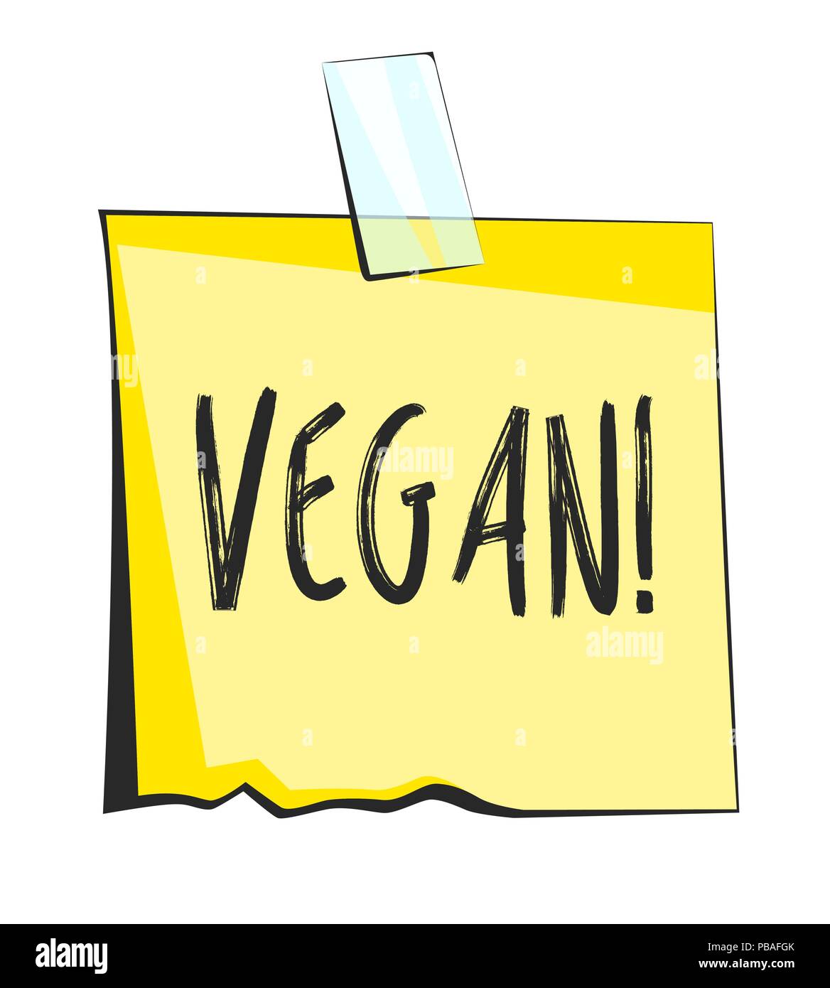 Vegan paper sticky note. Retro reminder sticker Stock Vector Image ...