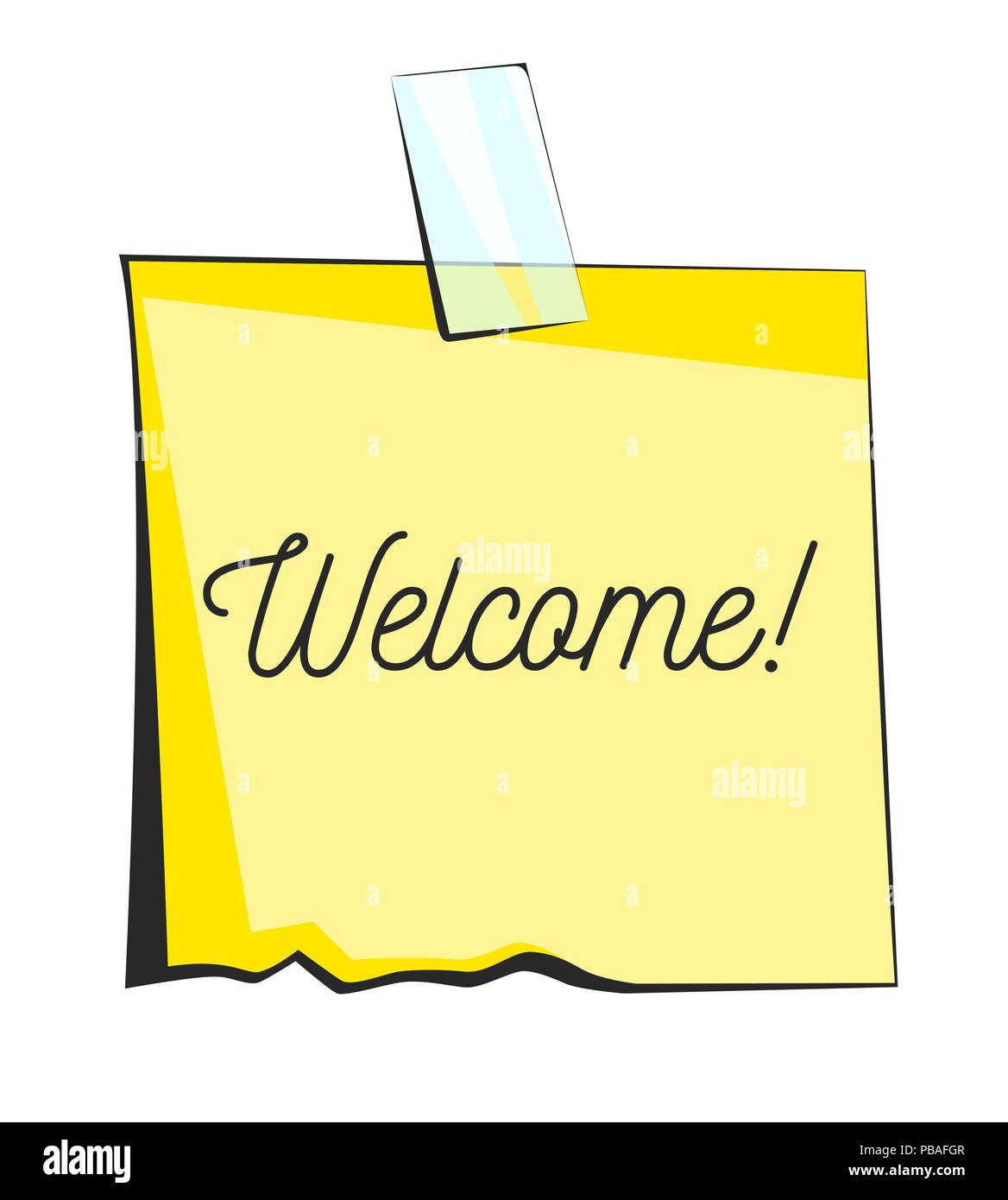 Welcome paper sticky note. Retro reminder sticker Stock Vector Image ...