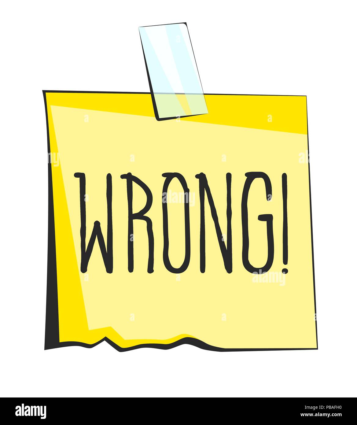 Wrong paper sticky note. Retro reminder sticker Stock Vector Image ...