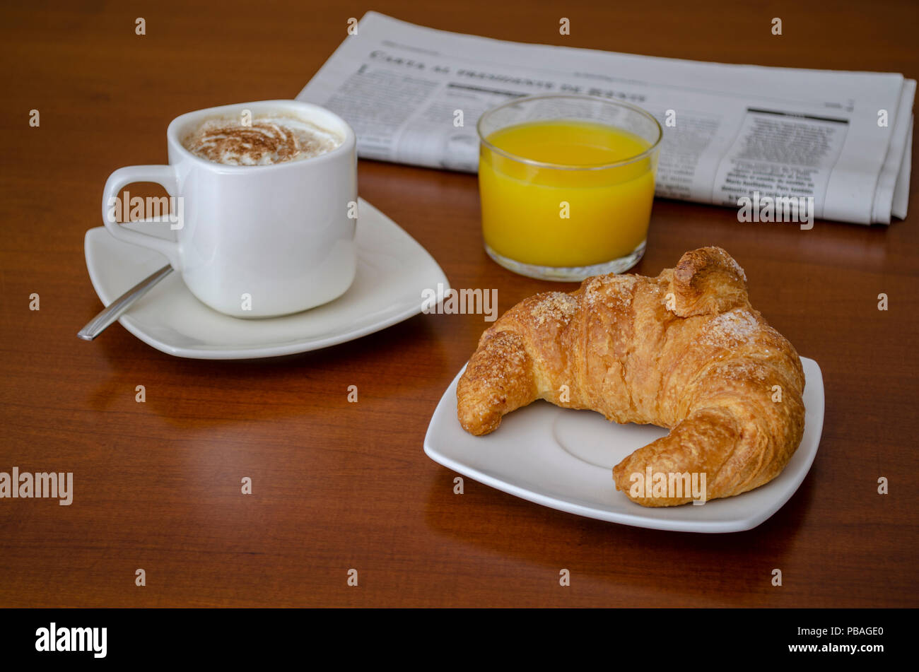 Cup Of Coffee And Newspaper Office Table High Resolution Stock ...