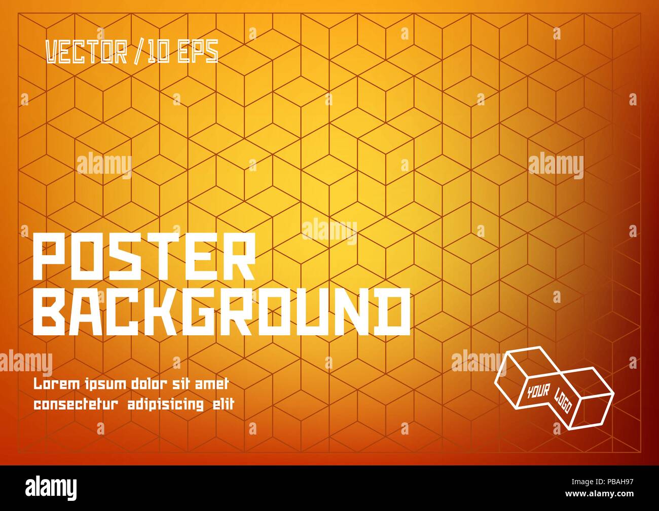 Vector cubes geometric background. Red, yellow and brown poster layout ...