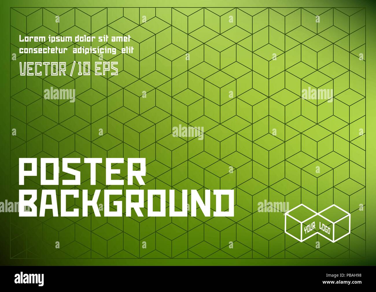 Vector cubes geometric background. Green poster layout Stock Vector ...
