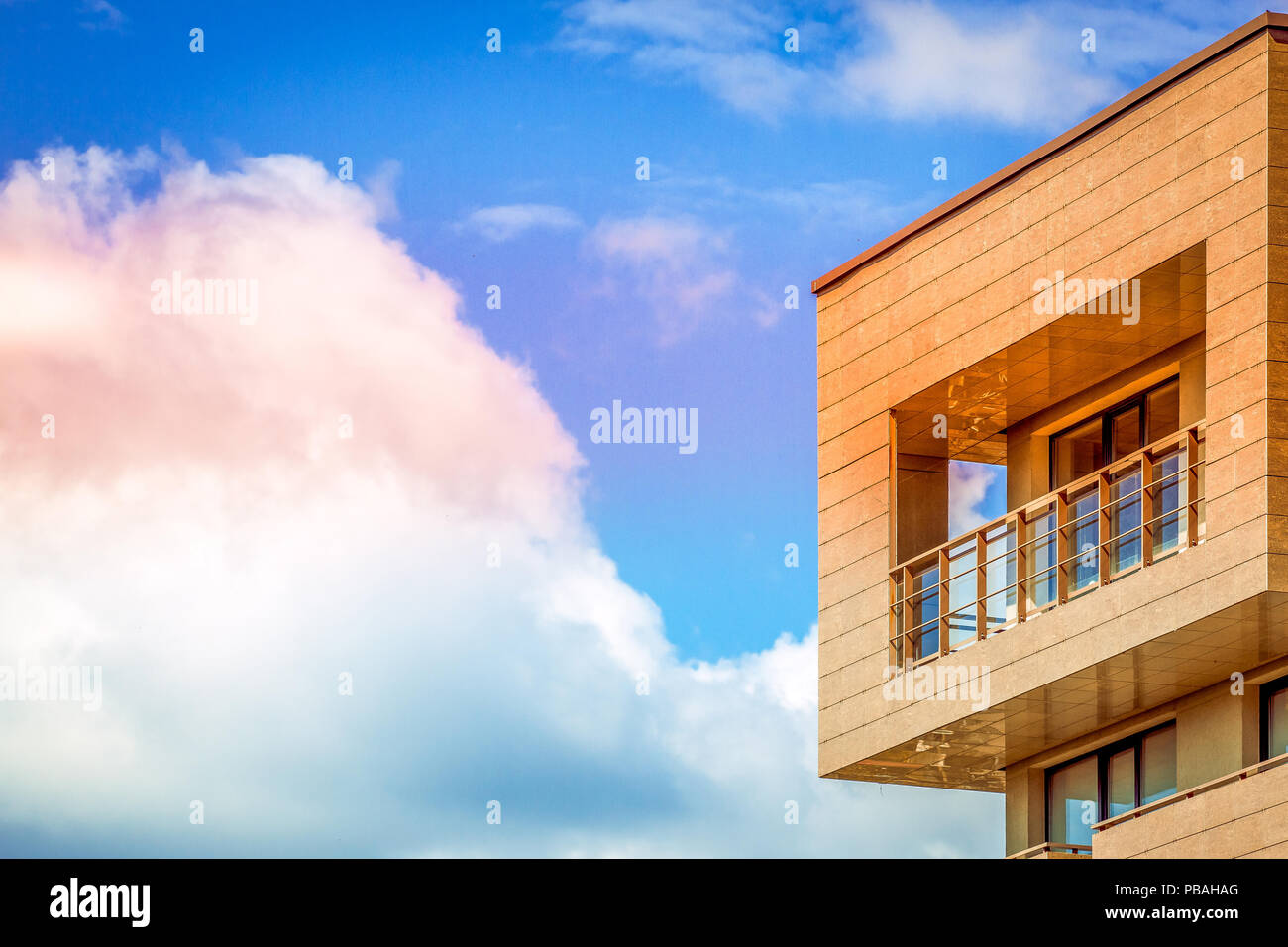 Contemporary european apartment building facade with blue sky Stock ...