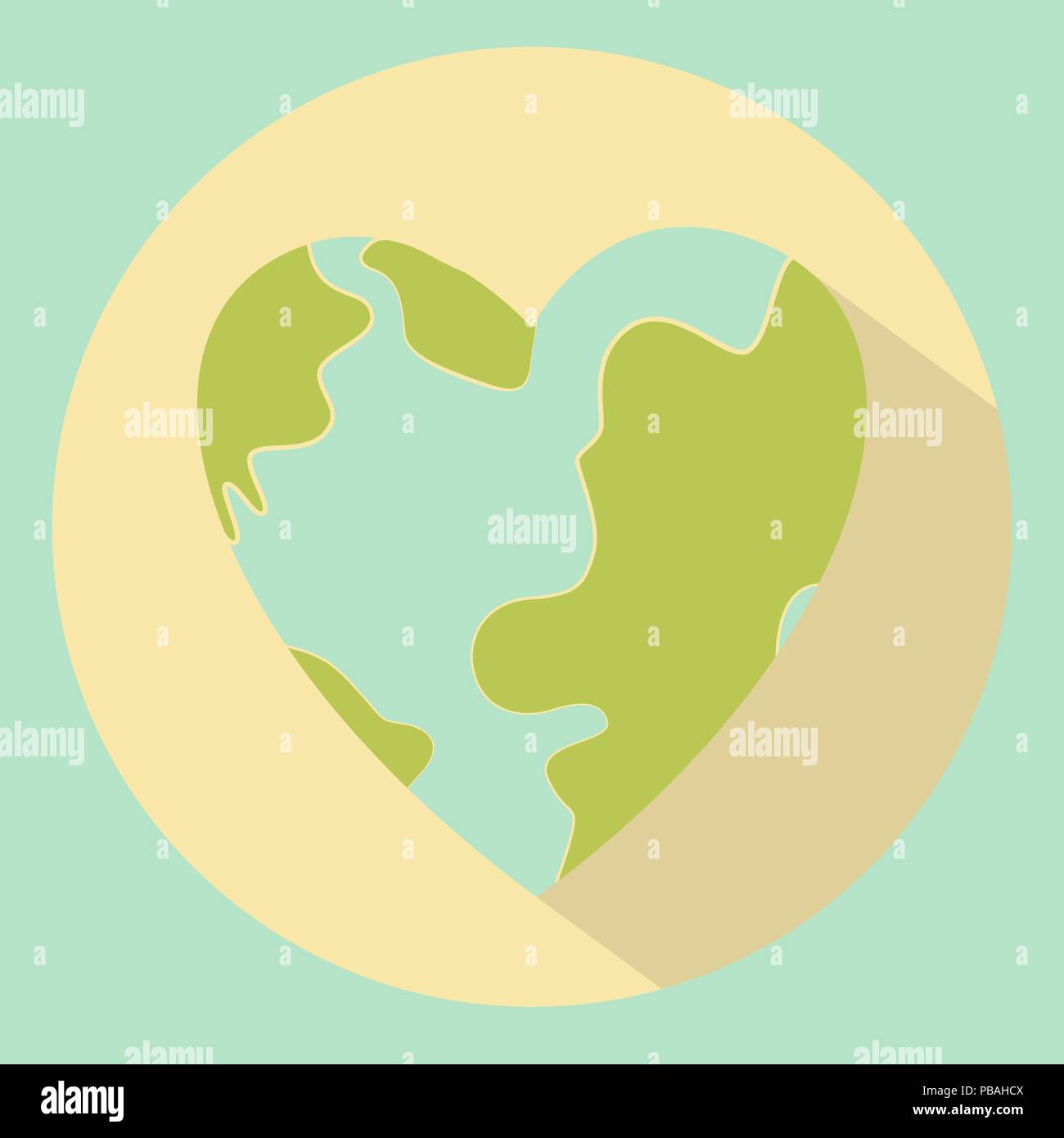 Earth in heart shape. Flat vector icon Stock Vector Image & Art - Alamy