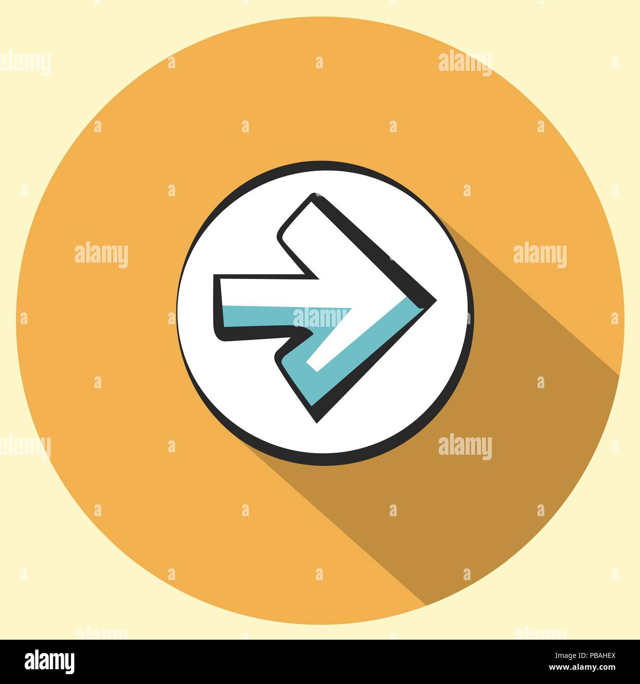 Flat arrow icon. Vector sign with reflecting surface Stock Vector Image ...