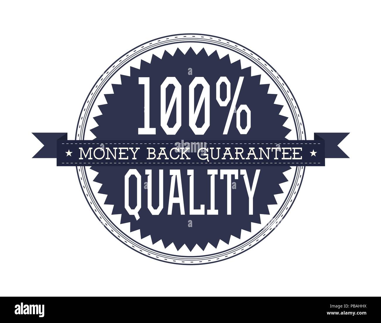 100% quality sign. Money back guarantee ribbon. Vector object Stock ...