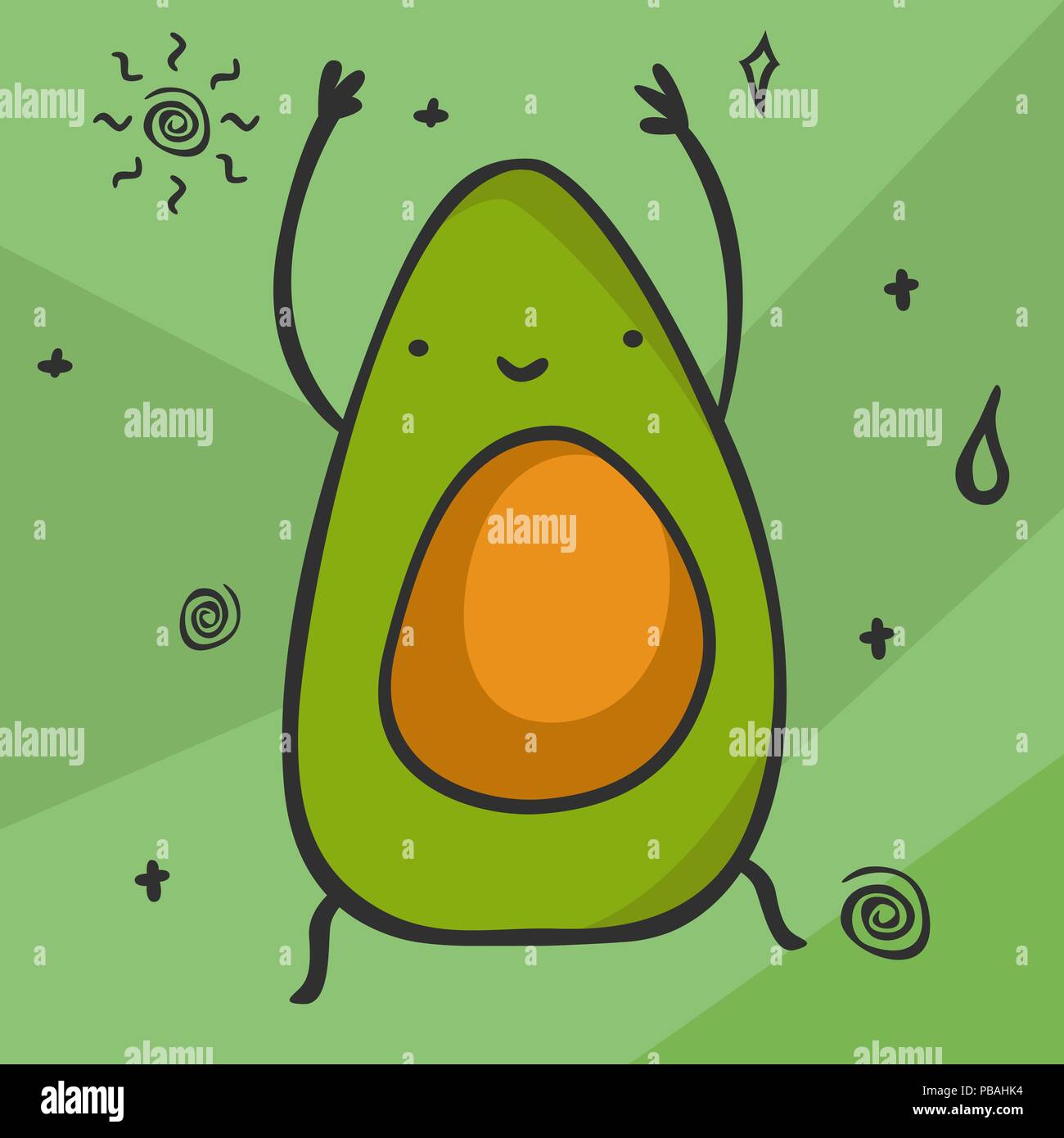 Avocado kawaii cartoon smiling Stock Vector Images - Alamy