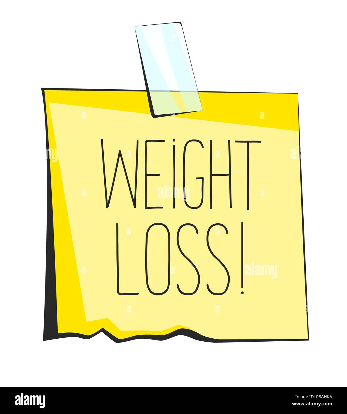 Weight loss paper sticky note. Retro reminder sticker Stock Vector ...