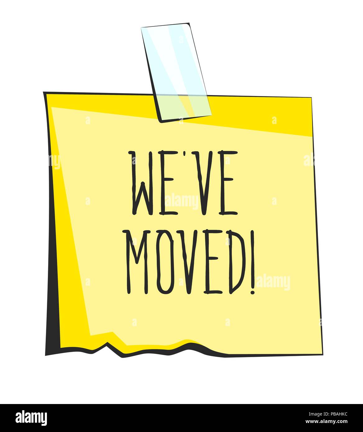We have moved paper sticky note. Retro reminder sticker Stock Vector ...