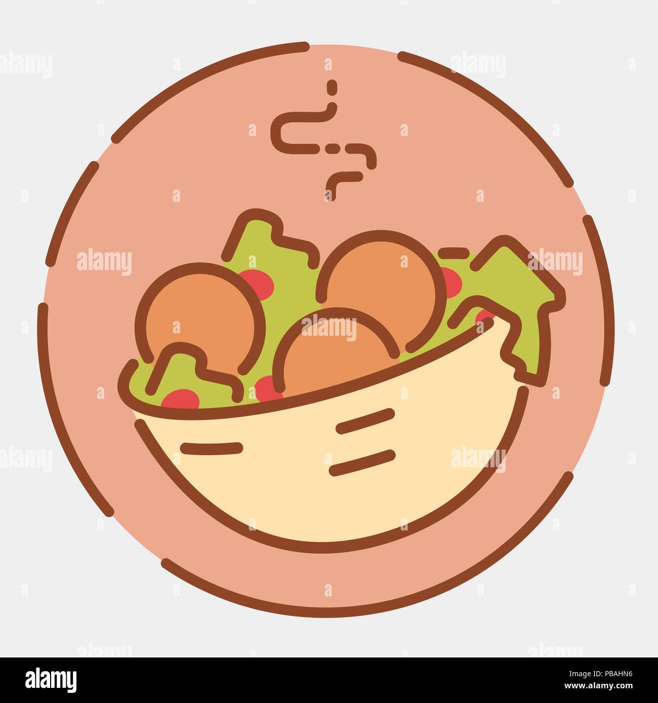 Falafel icon. Near East vegetarian fast food sign. Trendy colored flat ...