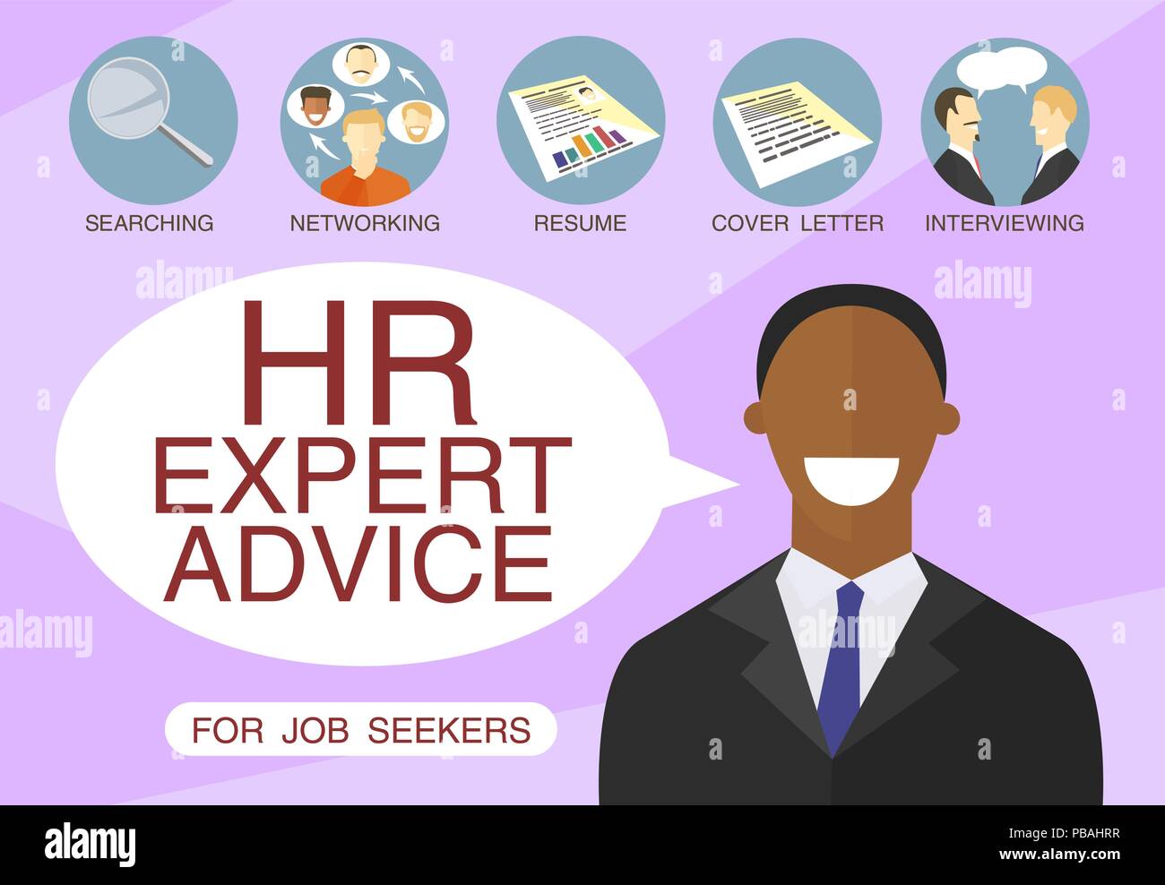 HR expert advice flat illustration. Set of "human resources" icons ...