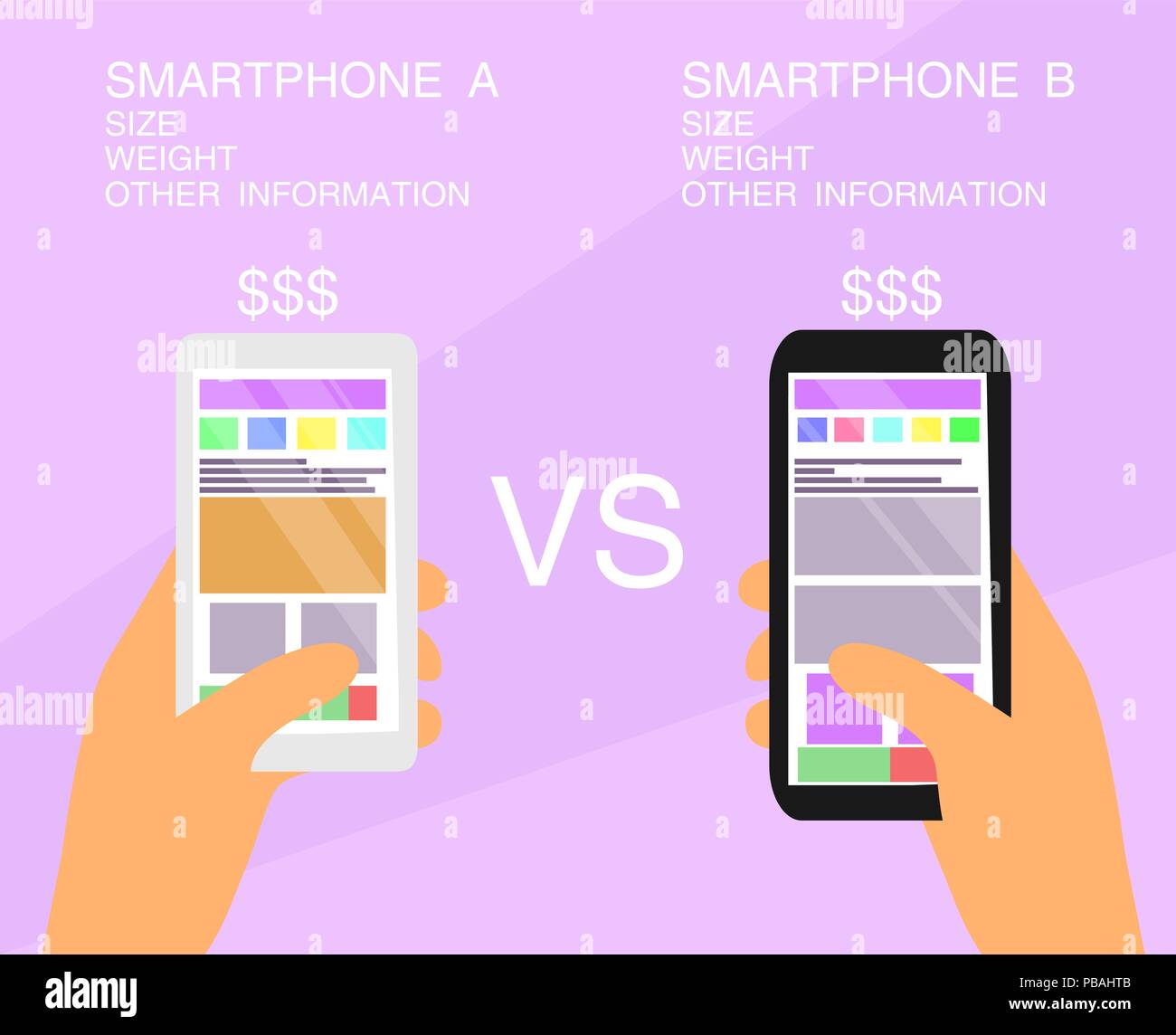 Smartphone choosing flat illustration. Advertising vector layout Stock ...