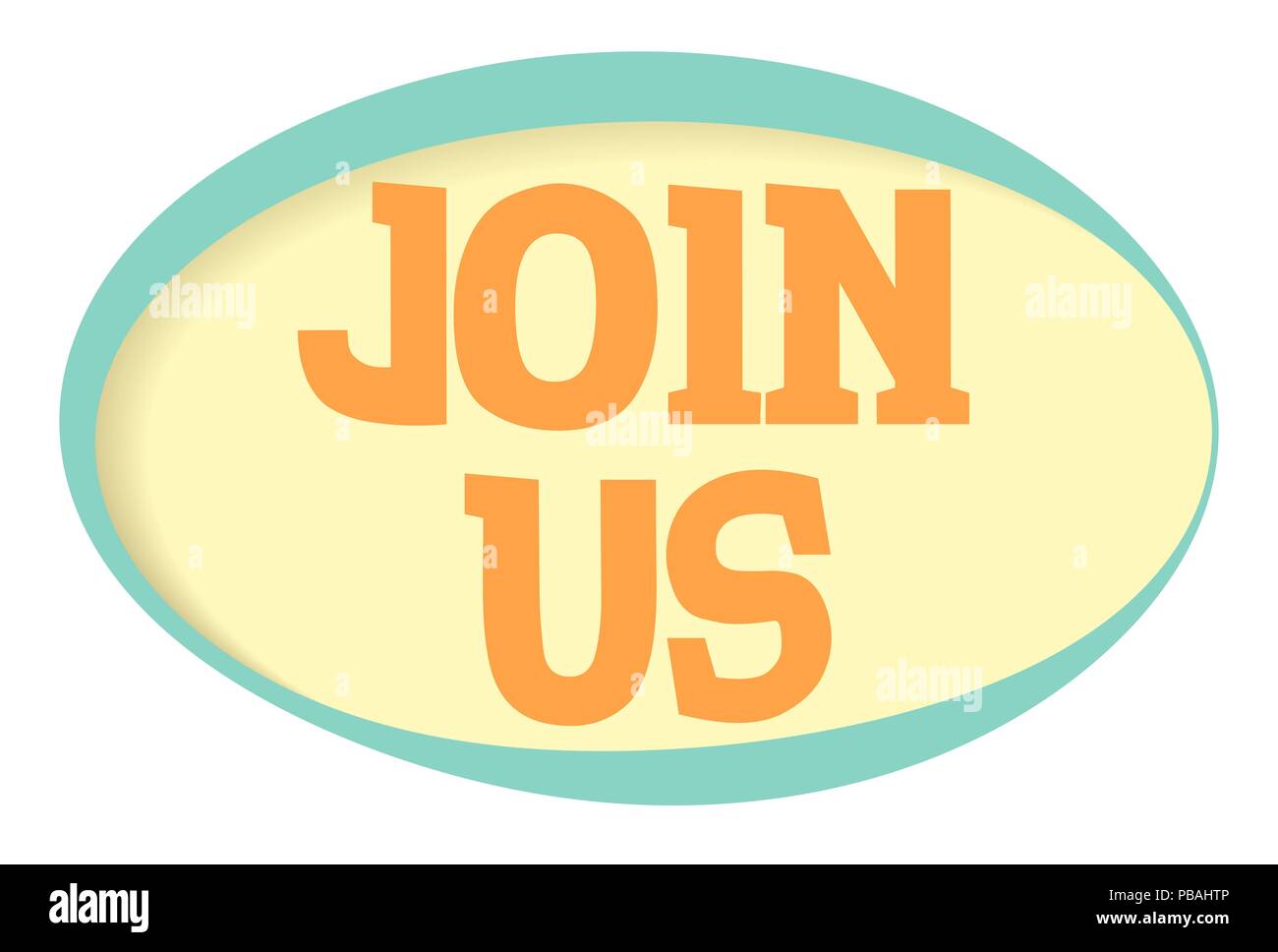 Join us vector sticker. Volume frame with shadow. Speech bubble in ...