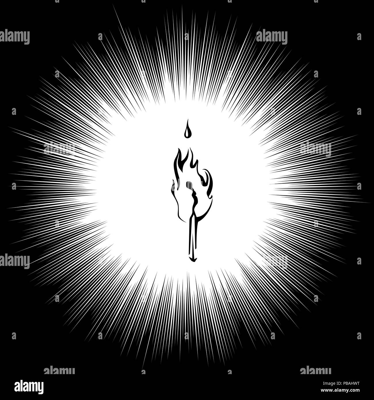 Black and white shine background. Burning ink match. Vector light ...