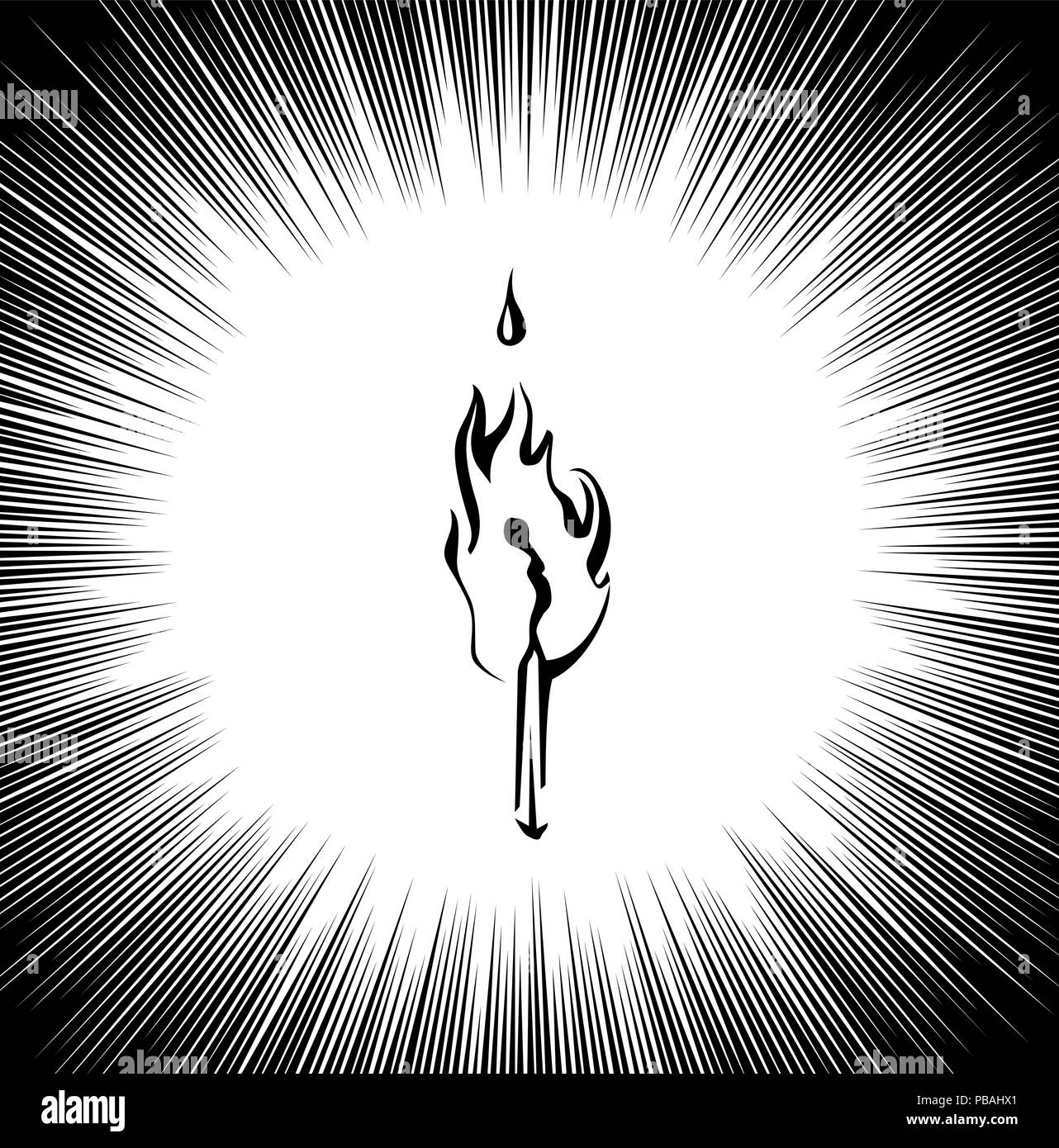 Black and white shine background. Burning ink match. Vector light ...