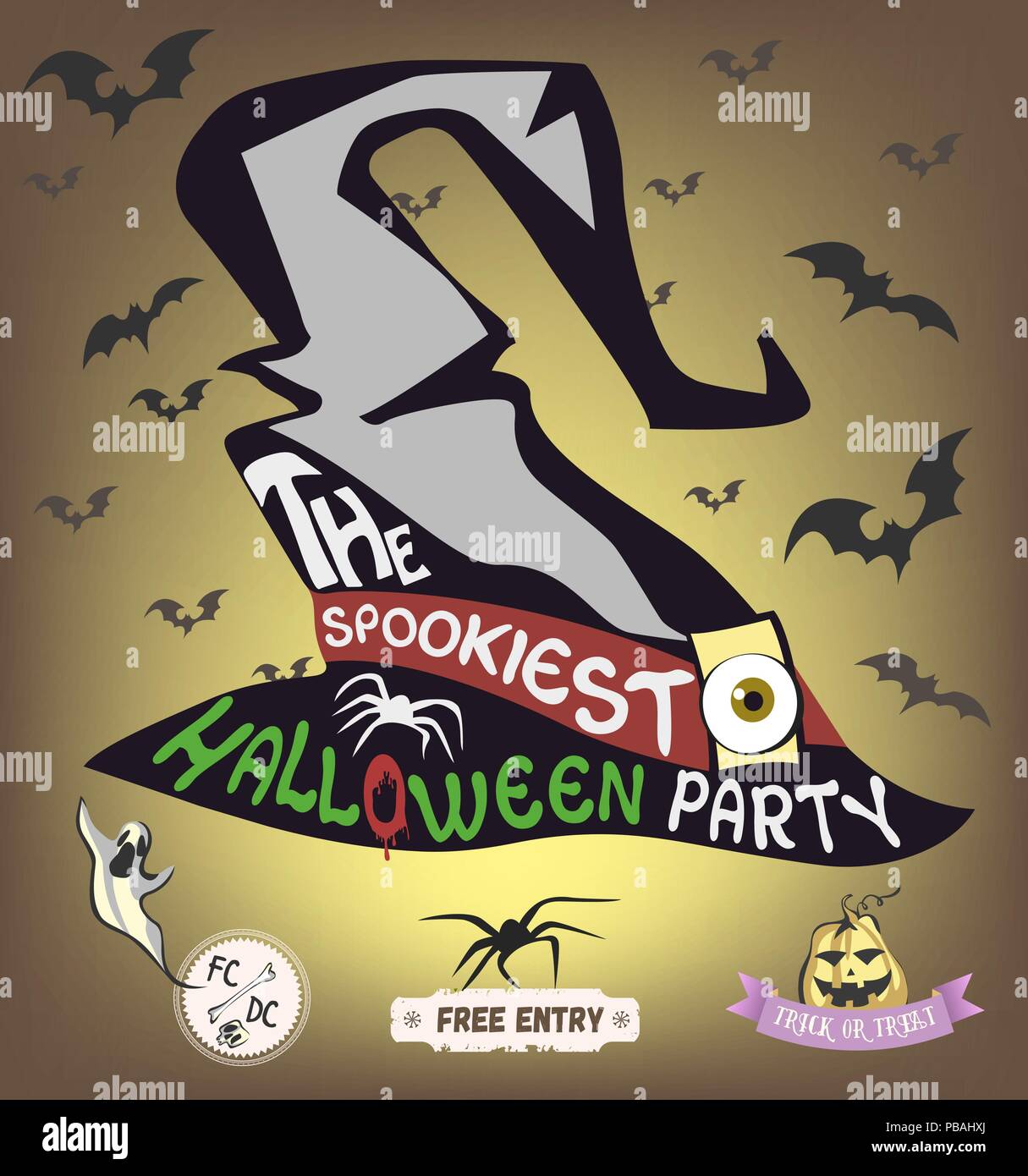 The spookiest Halloween party poster. Vector illustration Stock Vector ...