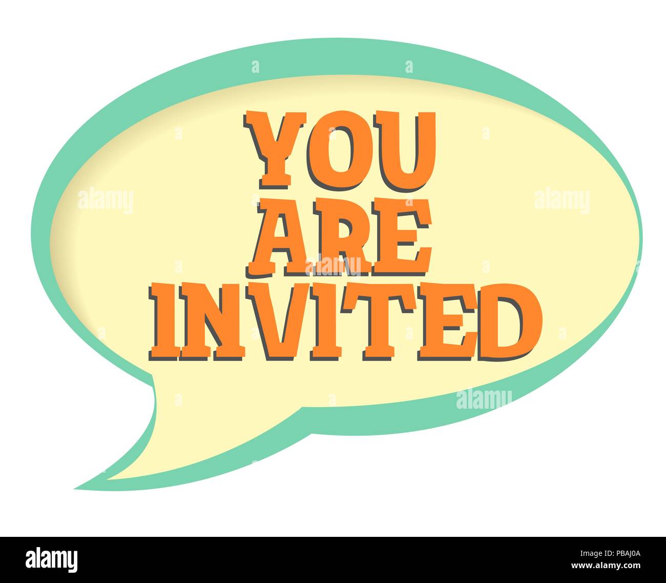 You are invited vector sticker. Volume frame with shadow. Speech bubble ...