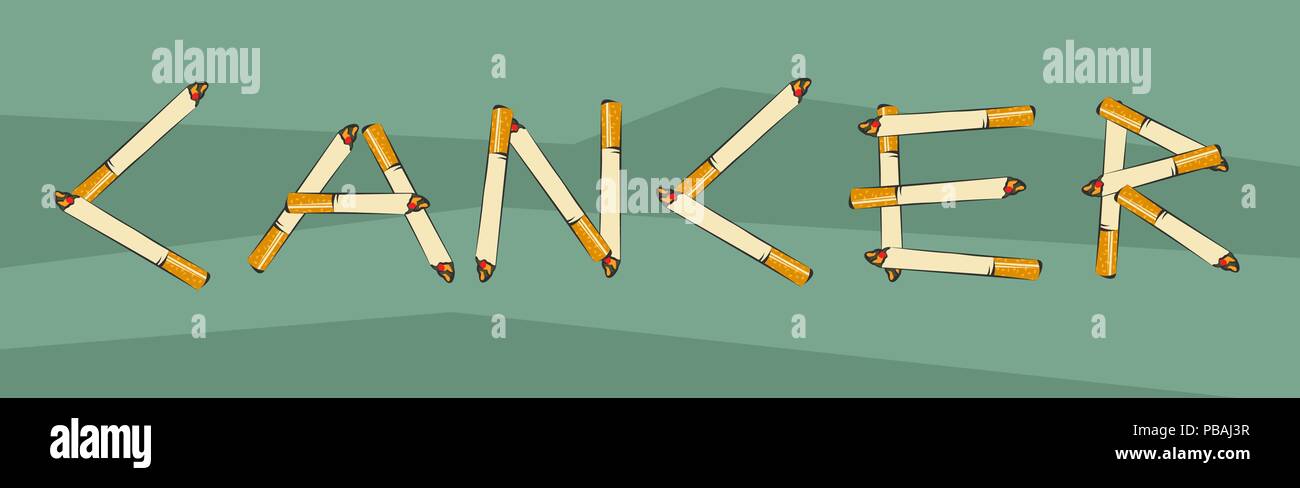 Cancer lettering made of cigarettes. Smoking leads to cancer concept ...