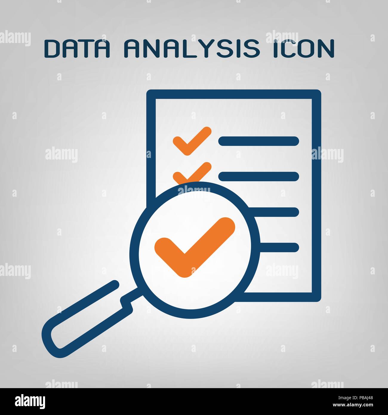 Data analysis icon. Laconic blue and orange lines on gray background ...