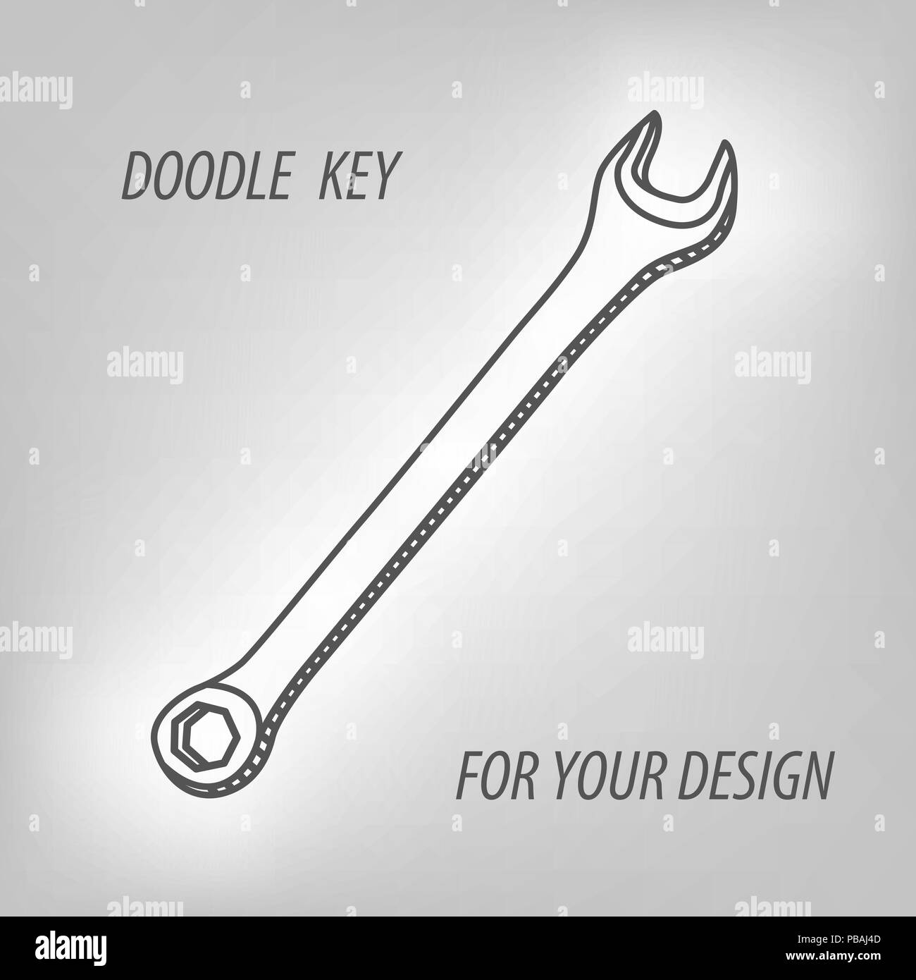 Doodle key. Under construction concept object. Vector illustration ...