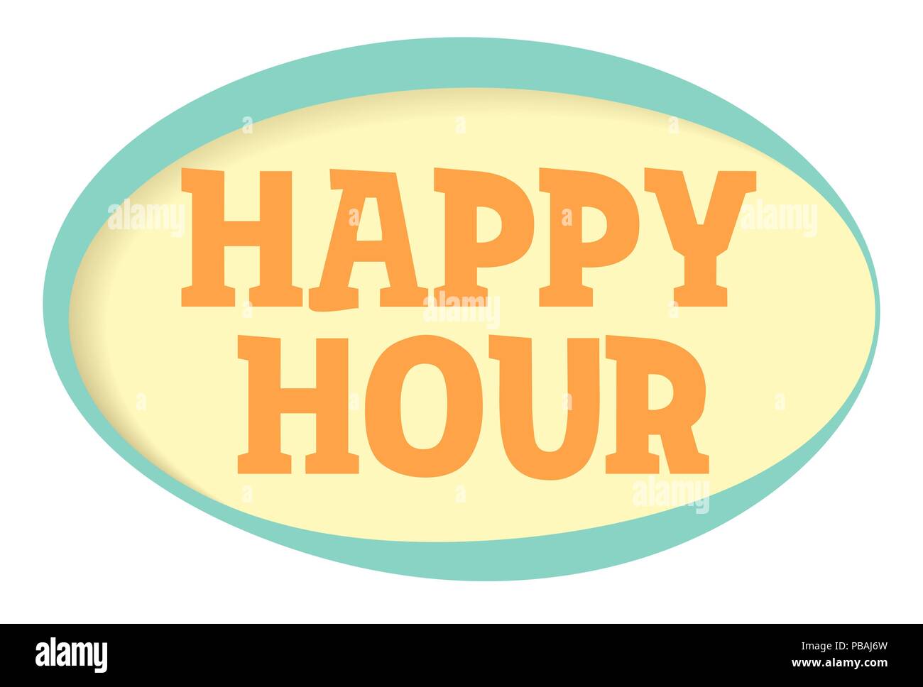 Happy hour vector sticker. Volume frame with shadow. Speech bubble in ...