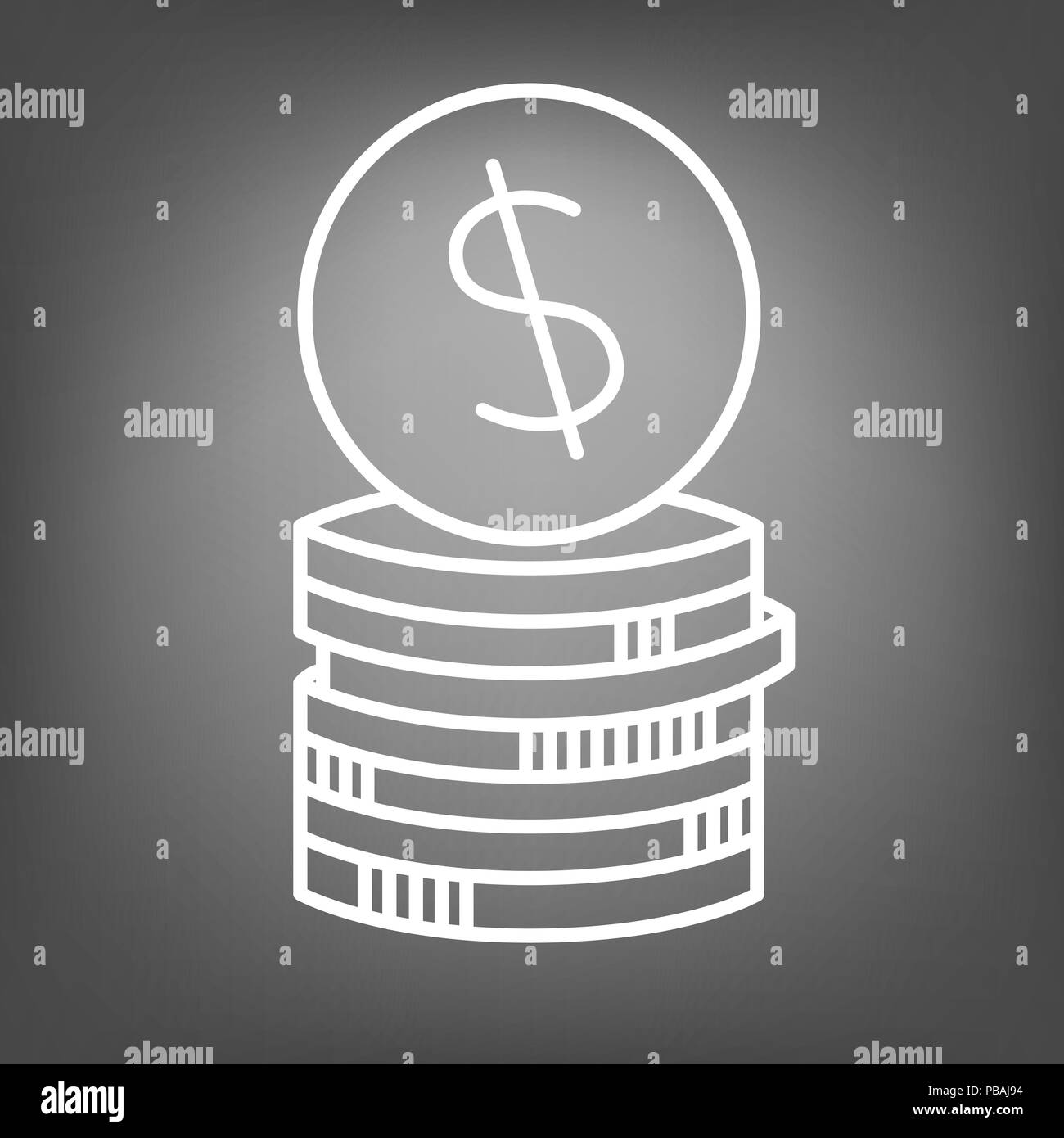 Flat line money icon. Coins stuck vector illustration Stock Vector ...