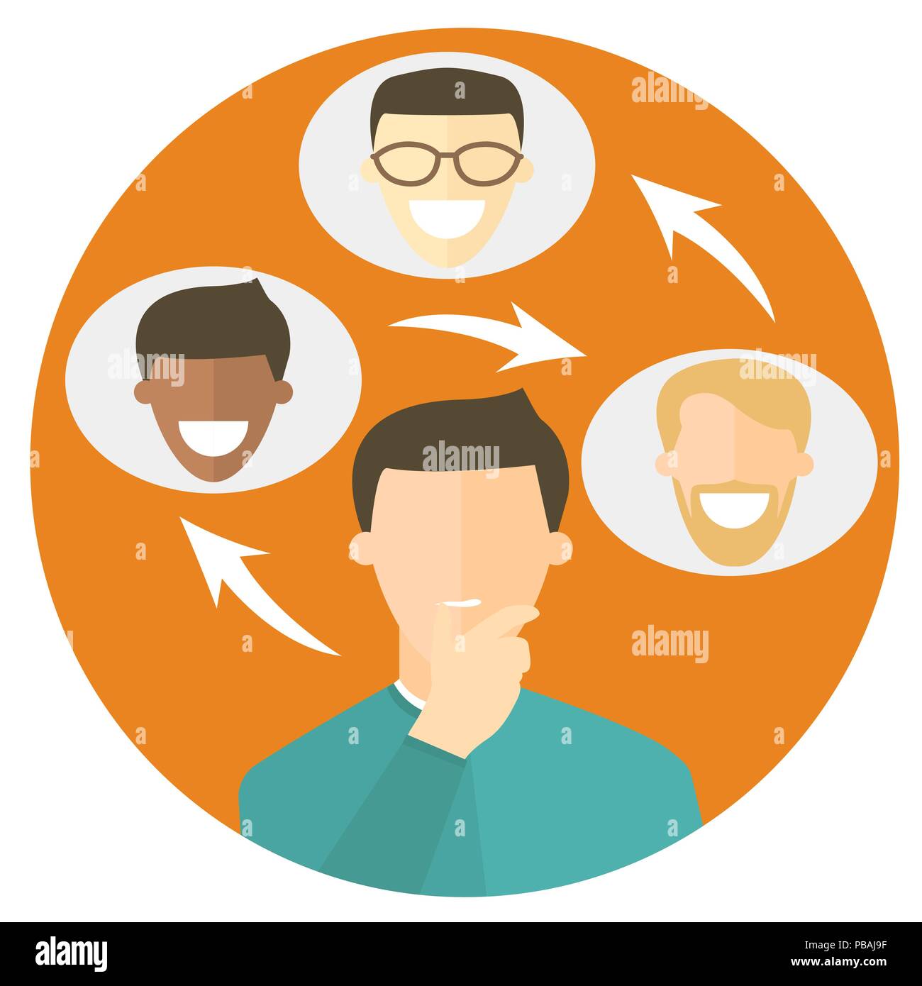 Networking flat design icon. Social network sign. Vector illustration ...