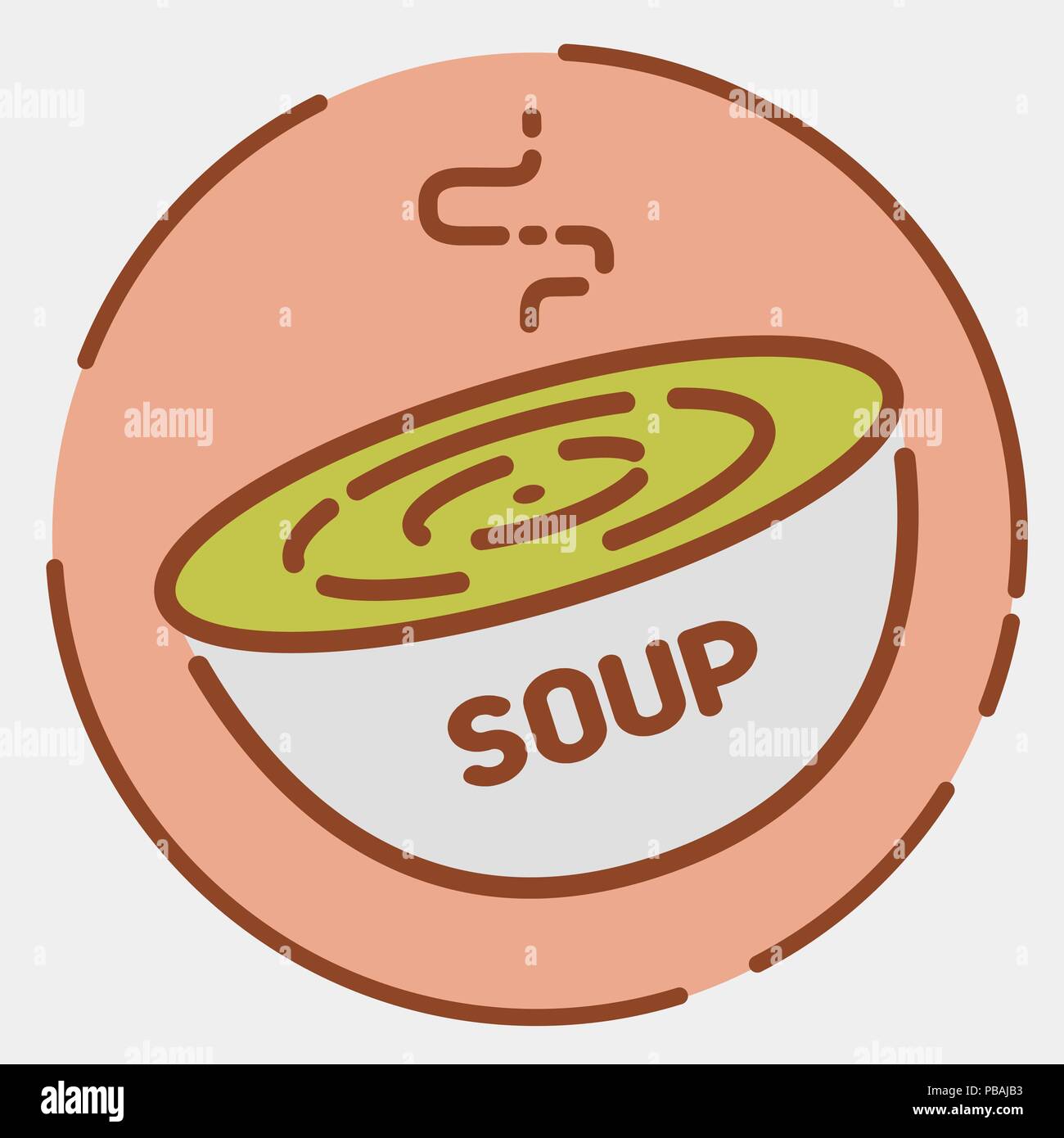 Fast food soup icon. Healthy snack sign. Trendy flat line design ...