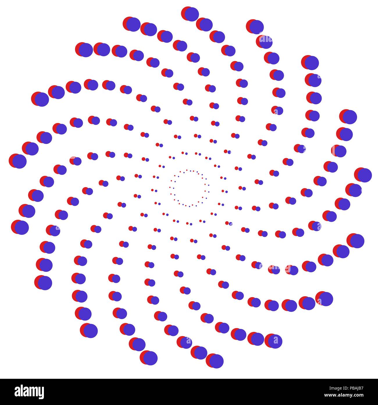 Blue and red dots spiral background. Ink drops, 3d effect. Abstract ...