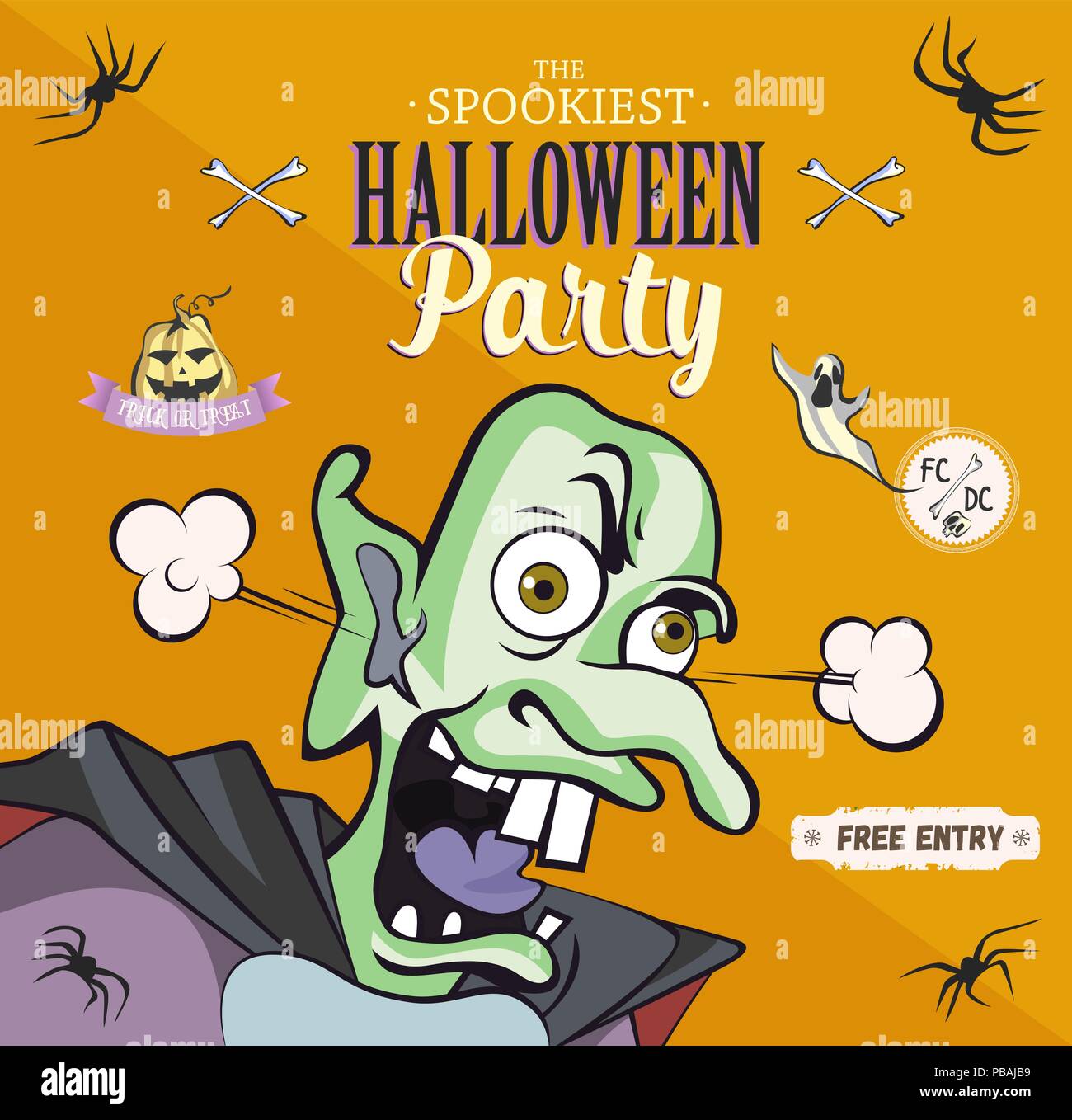 Scaring cartoon character. Vector illustration for halloween party ...