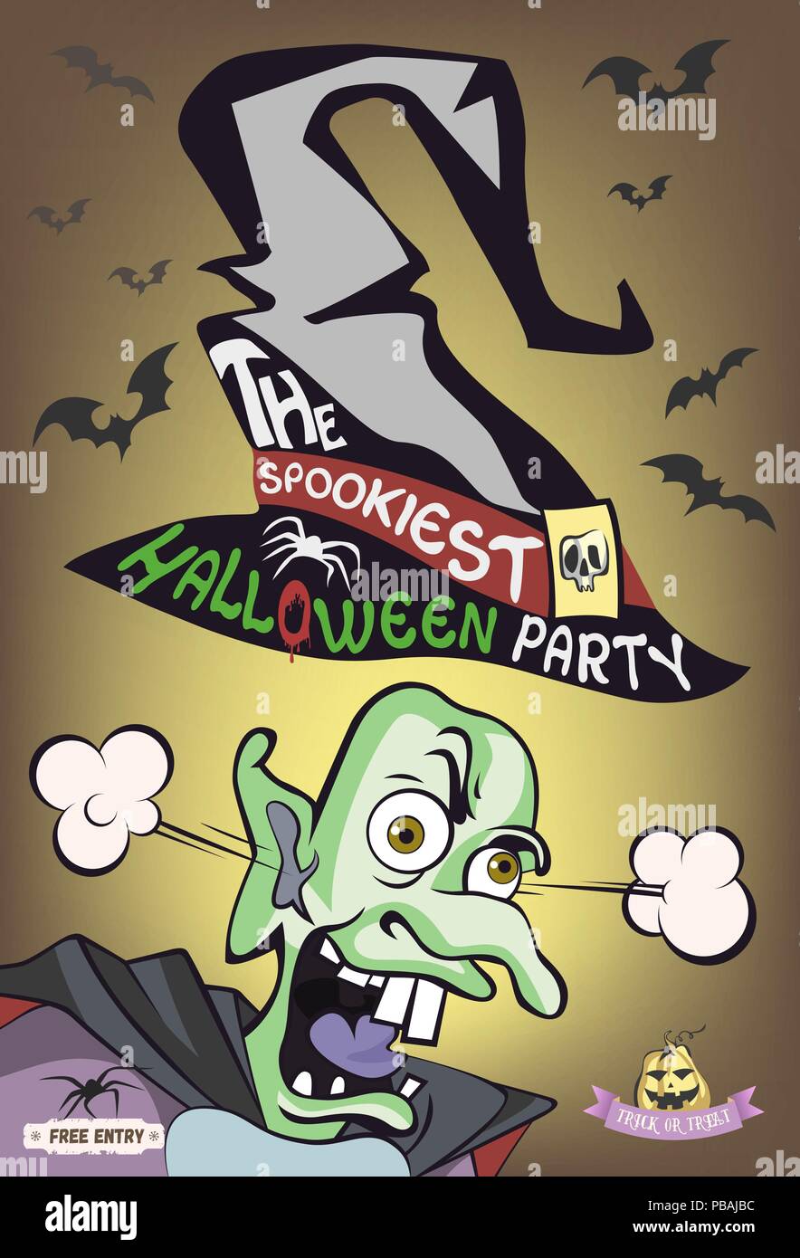 The spookiest Halloween party poster. Monster character. Horrible ...
