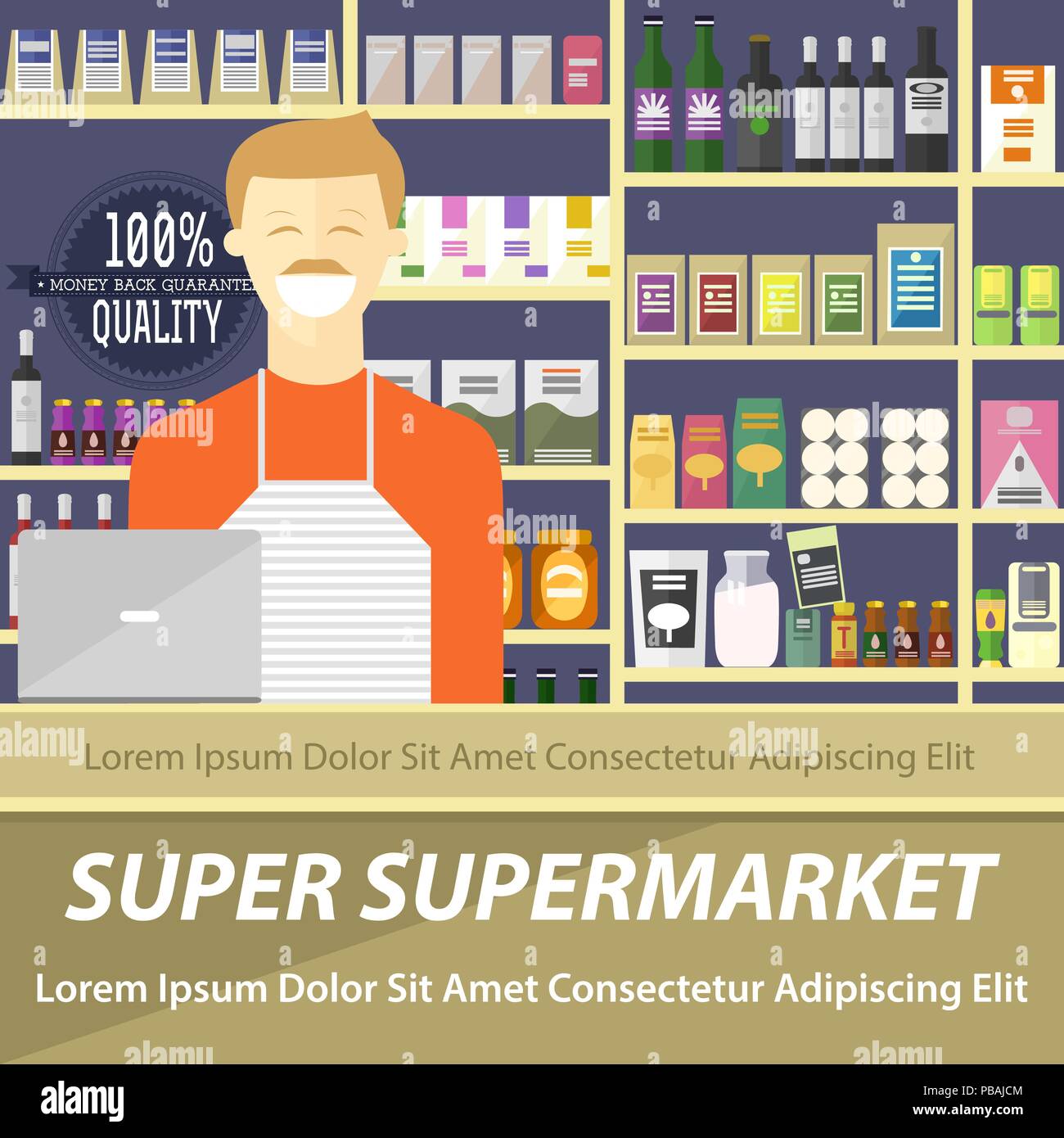 Super market shelves Stock Vector Images - Alamy