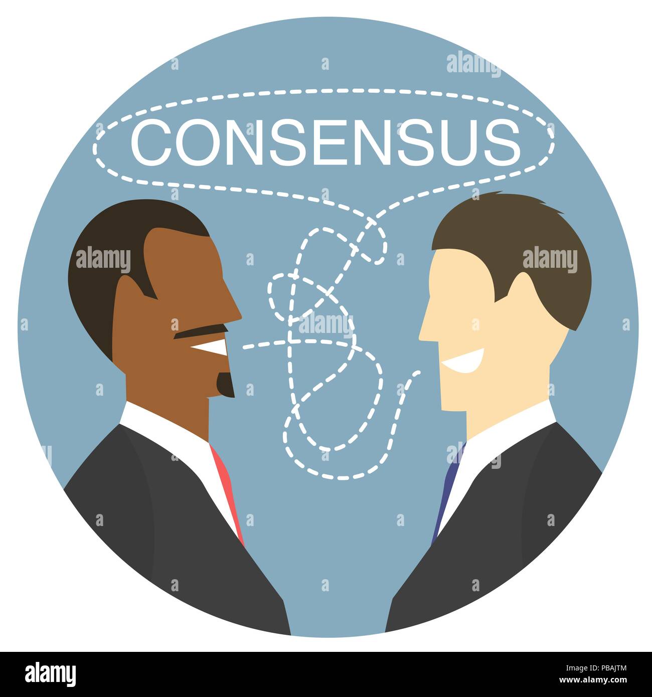 Agreement flat design icon, vector illustration of debates which leads ...