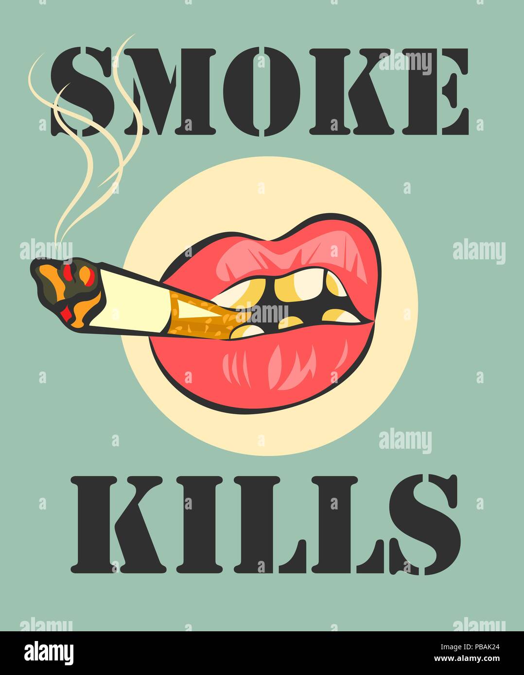 Smoking harm poster, brochure, flyer or banner design, yellow teeth and ...