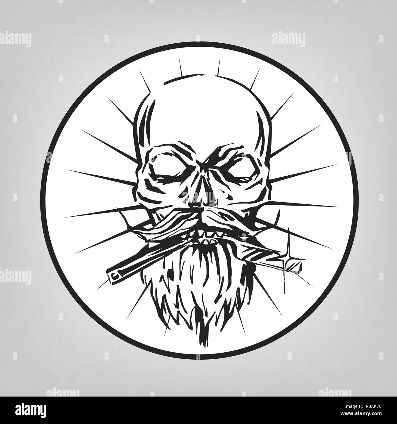 Barber shop logo hipster bald emblem hi-res stock photography and ...