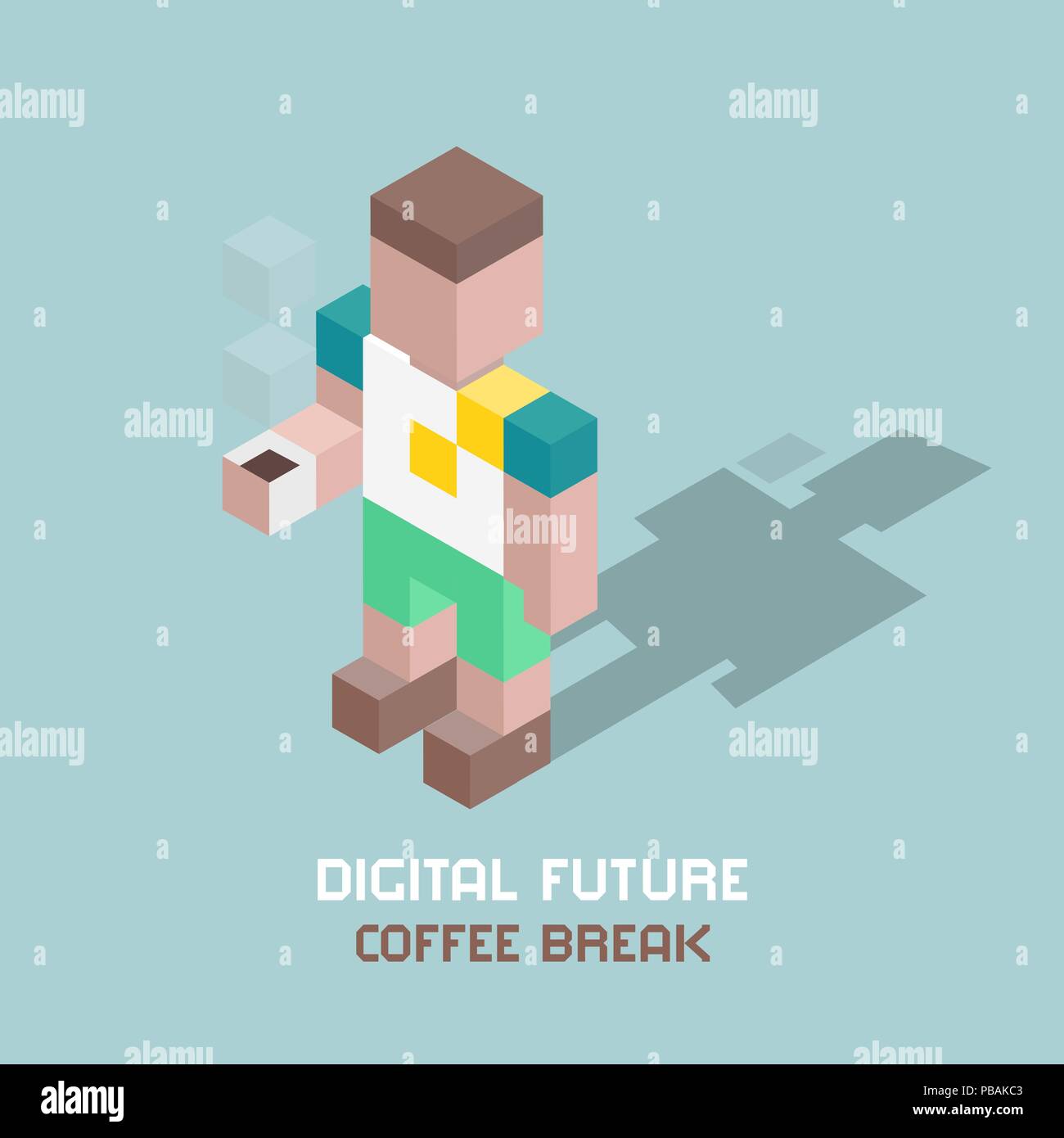Digital future coffee break, cubes composition isometric vector ...