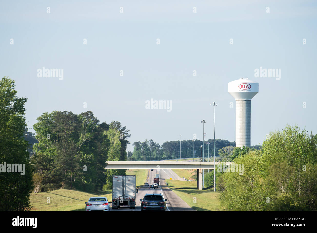 West Point, USA - April 21, 2018: Highway, road near Kia Boulevard ...