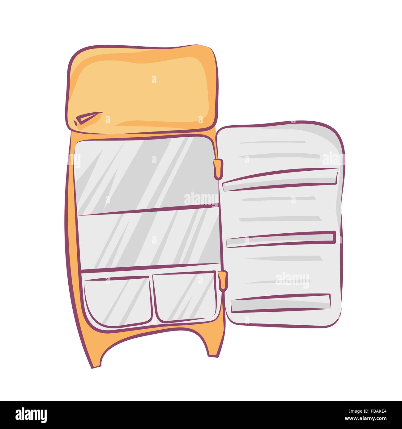 Retro refrigerator with opened door, cartoon style, vector illustration ...