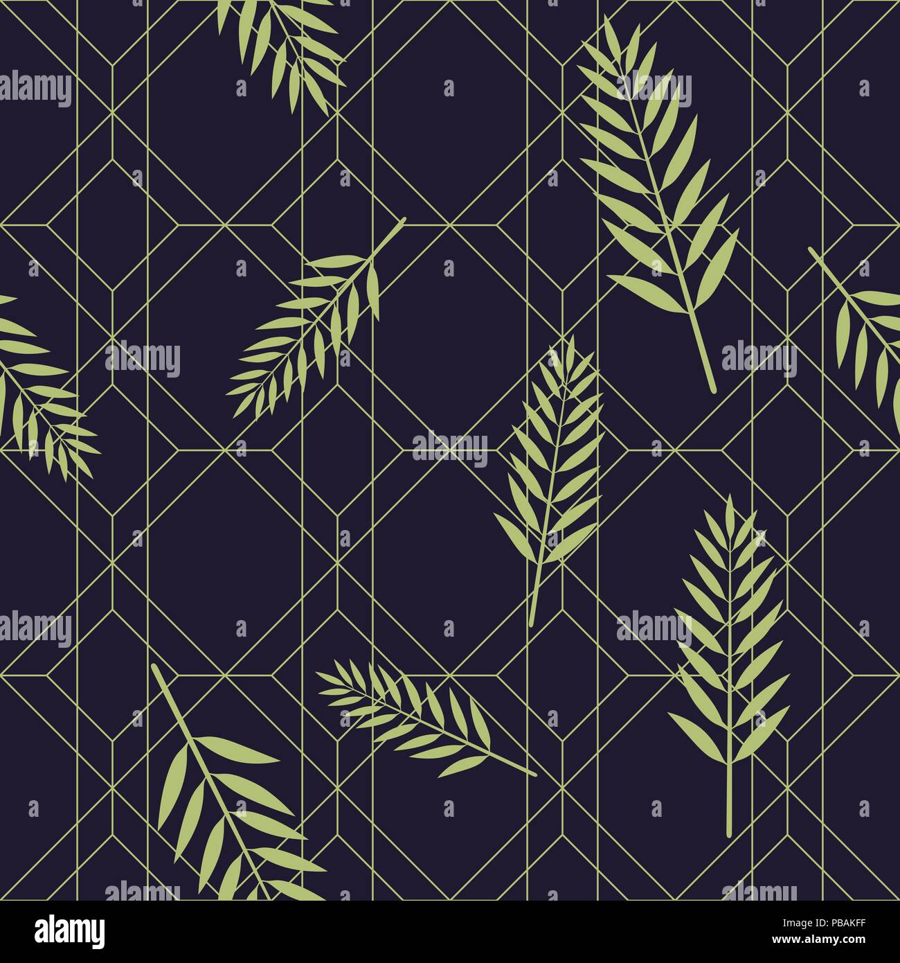 Vector seamless geometric pattern with palm leaves, luxury fabric print ...