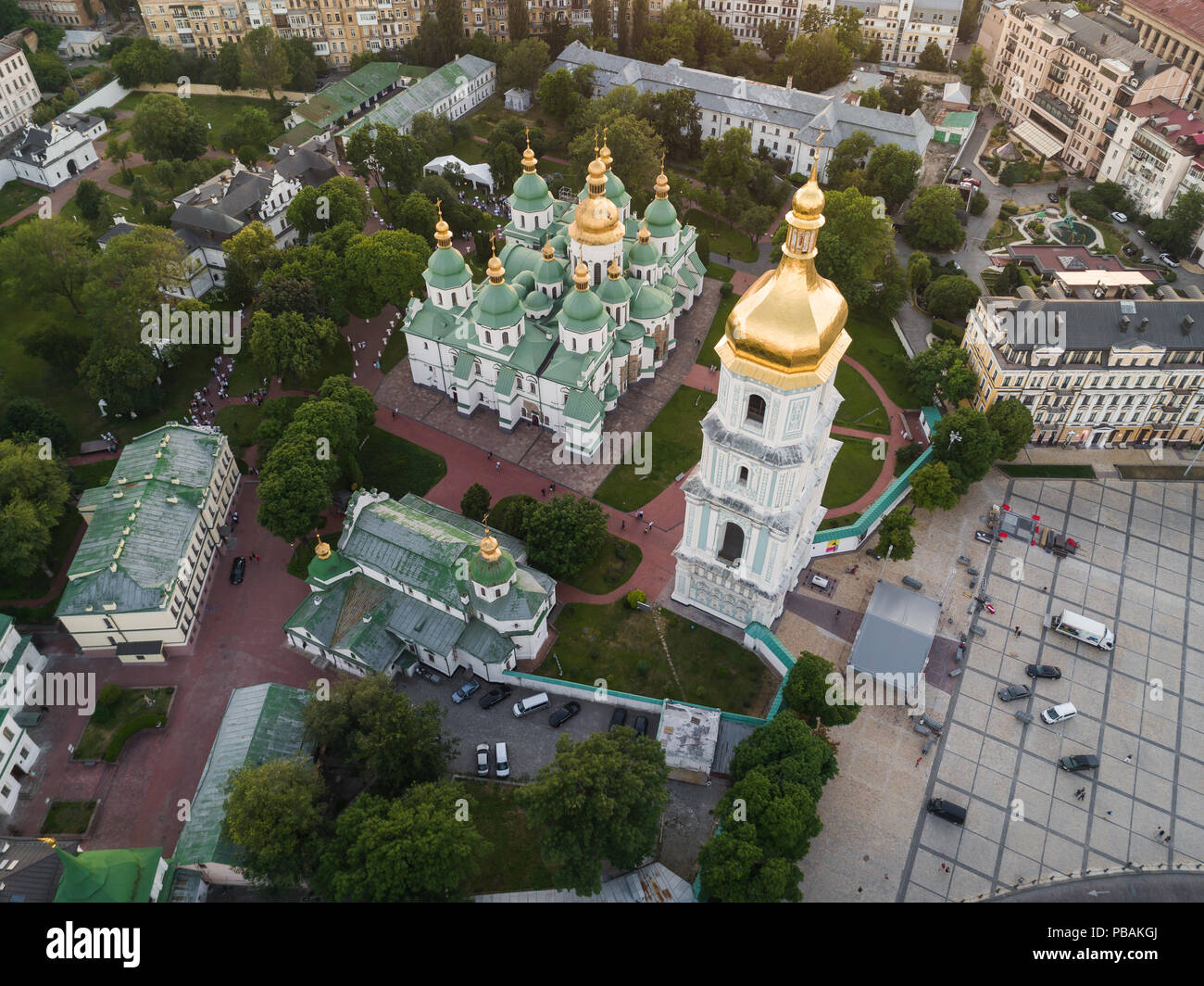 Aerial view of Sofievskaya Square and St. Sophia Cathedral in Kiev ...