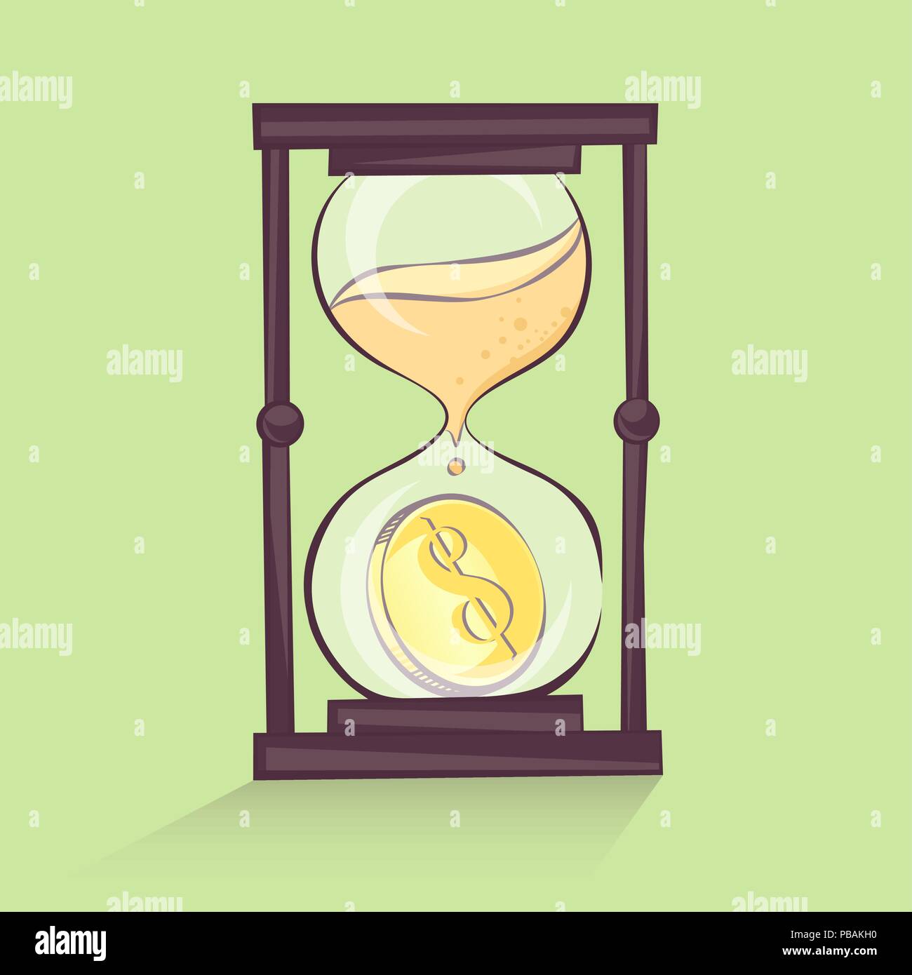 Time is money concept, hourglass cartoon illustration with dollar ...