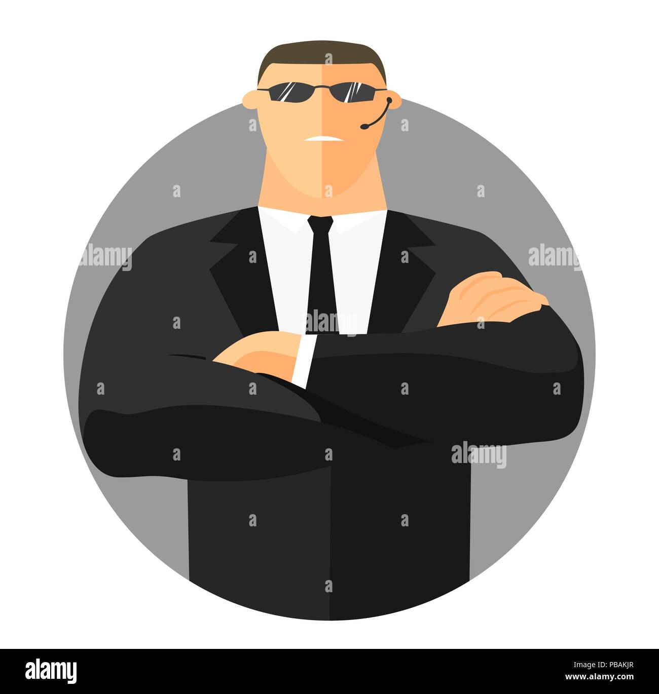 Security sign, safety icon, flat design. Security guard with crossed ...