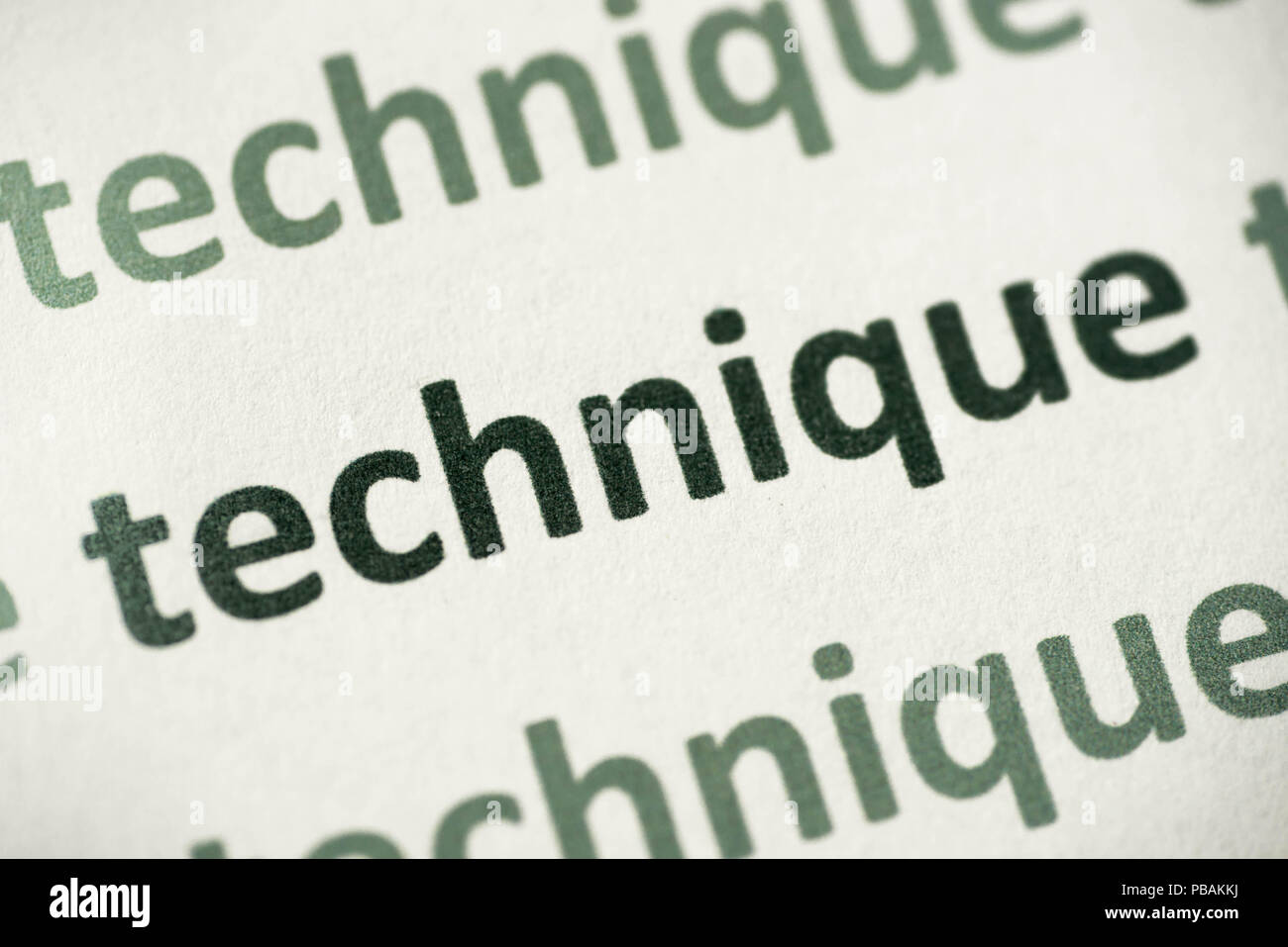 word technique printed on white paper macro Stock Photo - Alamy