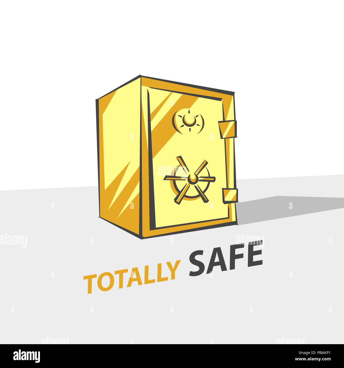 Gold bank safe vector illustration in cartoon style, three-quarter view ...