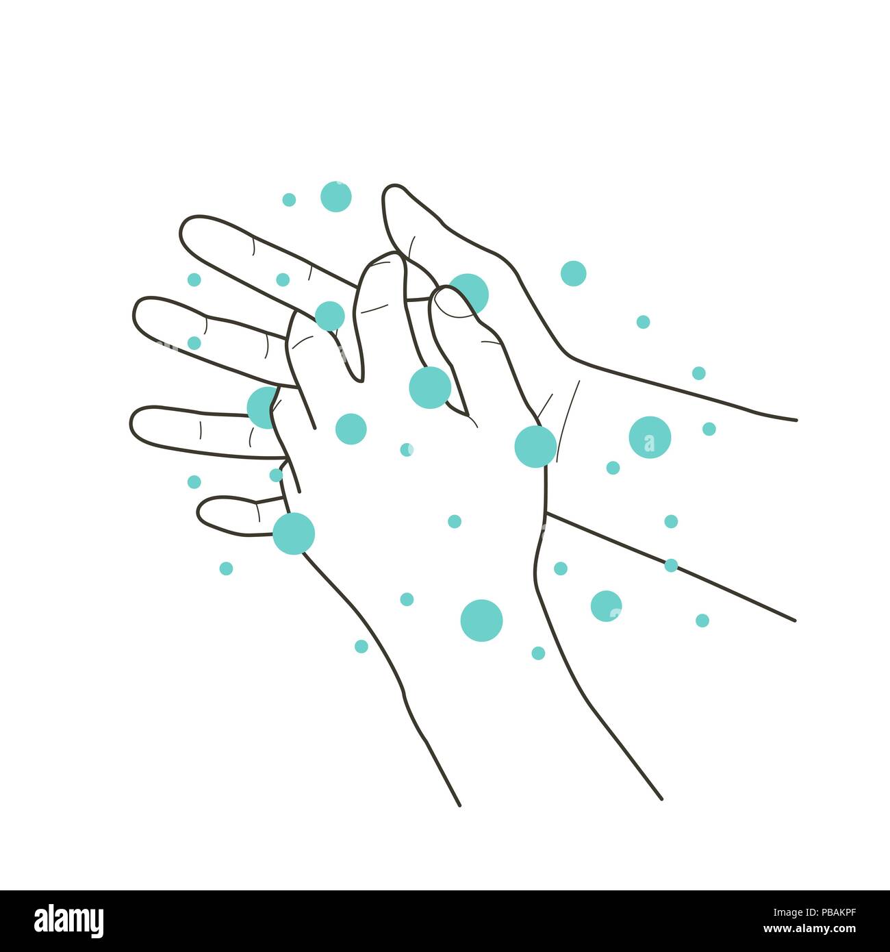 Wash hands, soap to bubbles step, vector illustration Stock Vector ...