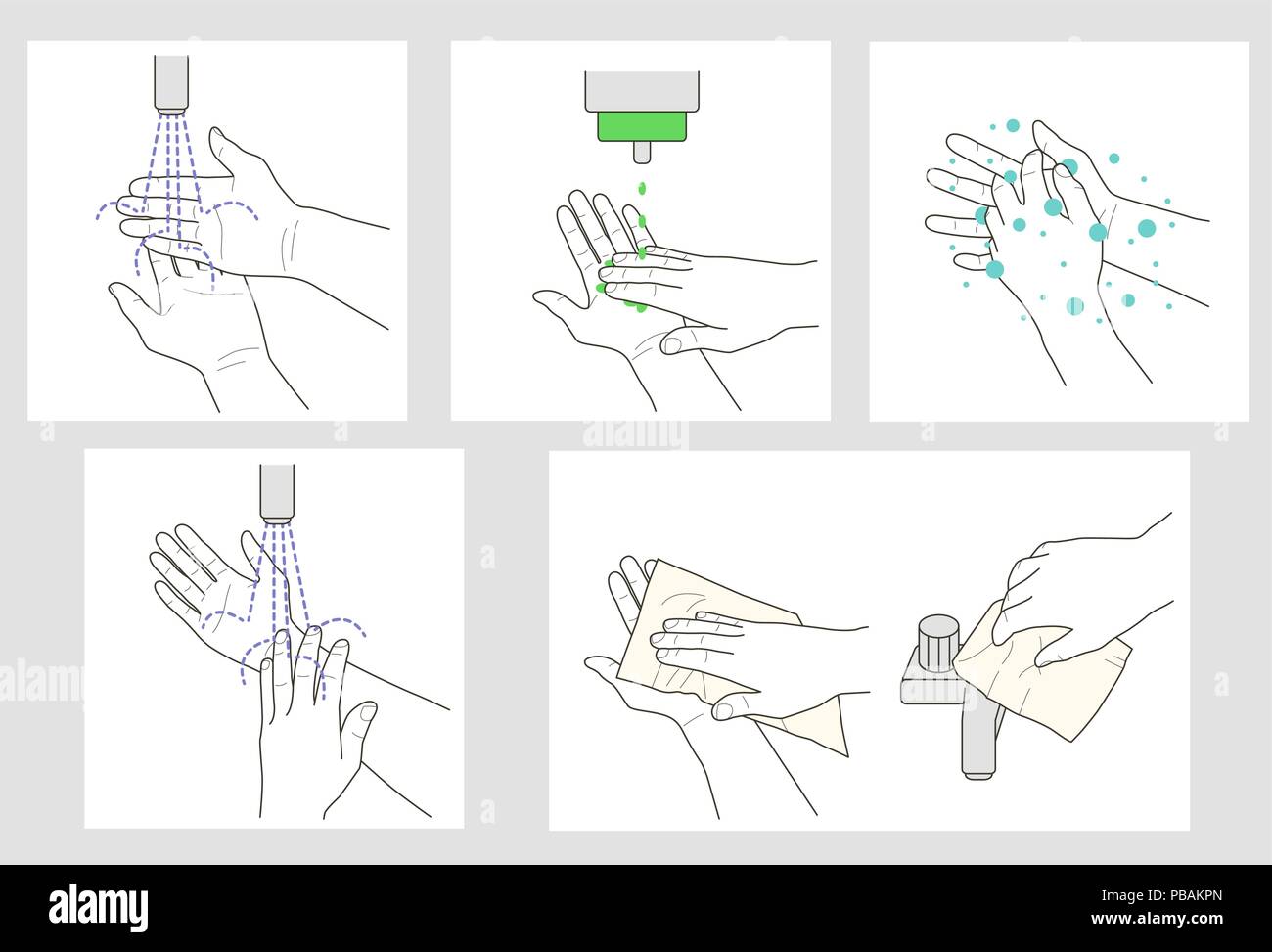 Wash hands vector instruction Stock Vector Image & Art - Alamy