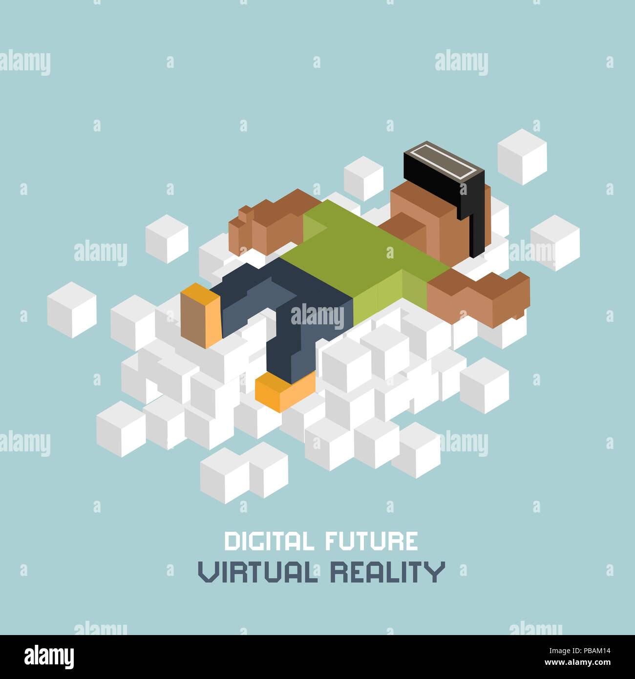 Virtual reality relaxation on cloud, black man in VR glasses ...