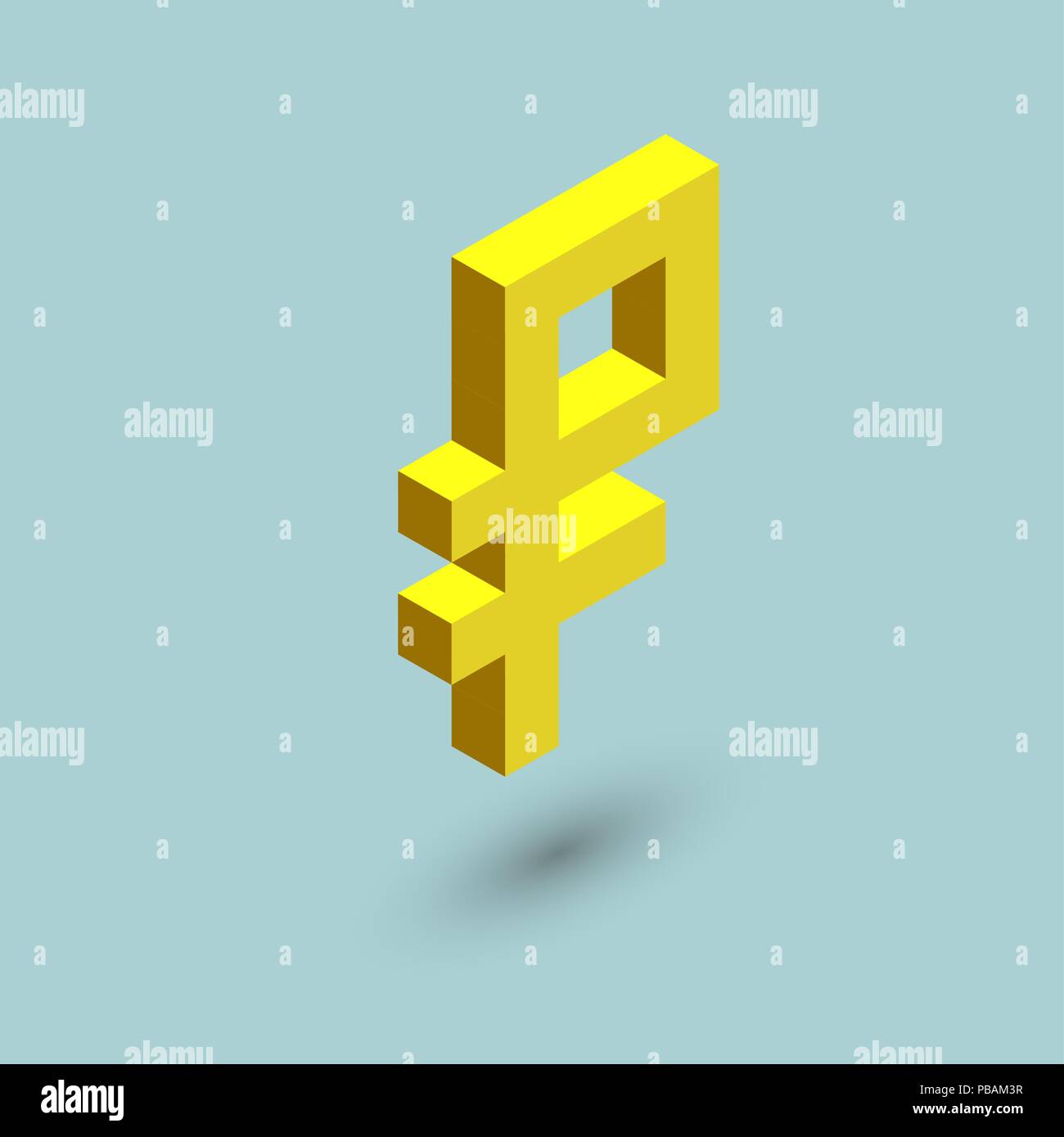 Ruble sign cubes form, isometric russian currency sign, vector ...